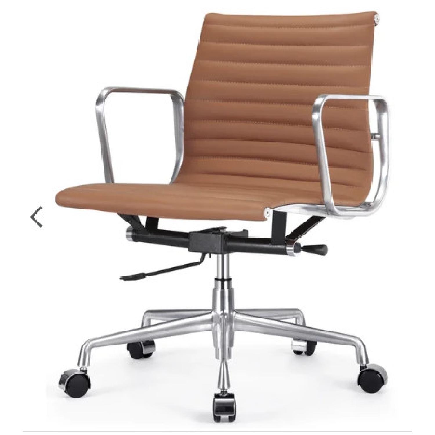 Brown Italian Leather Modern Office Chair - AptDeco