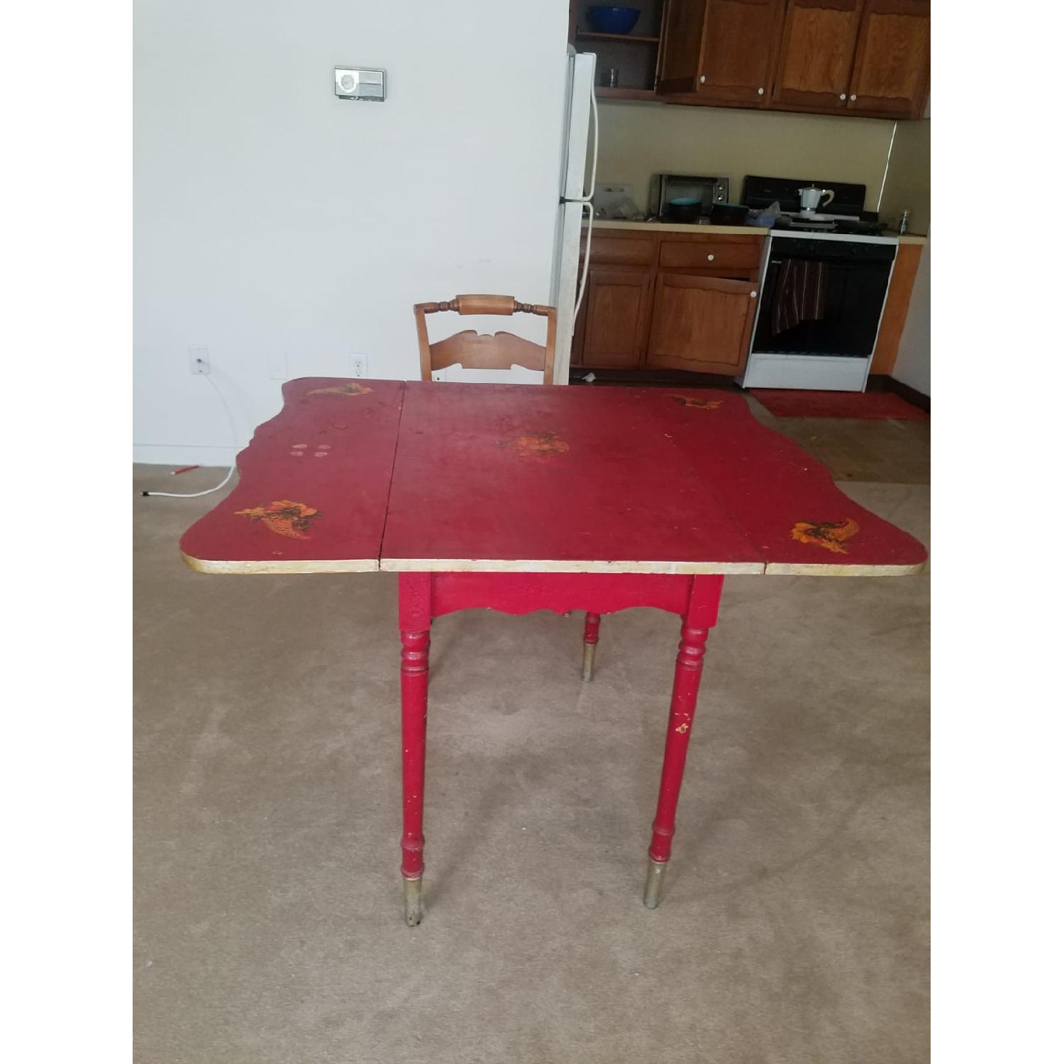 Red Drop-Leaf Side/Dining Table - AptDeco