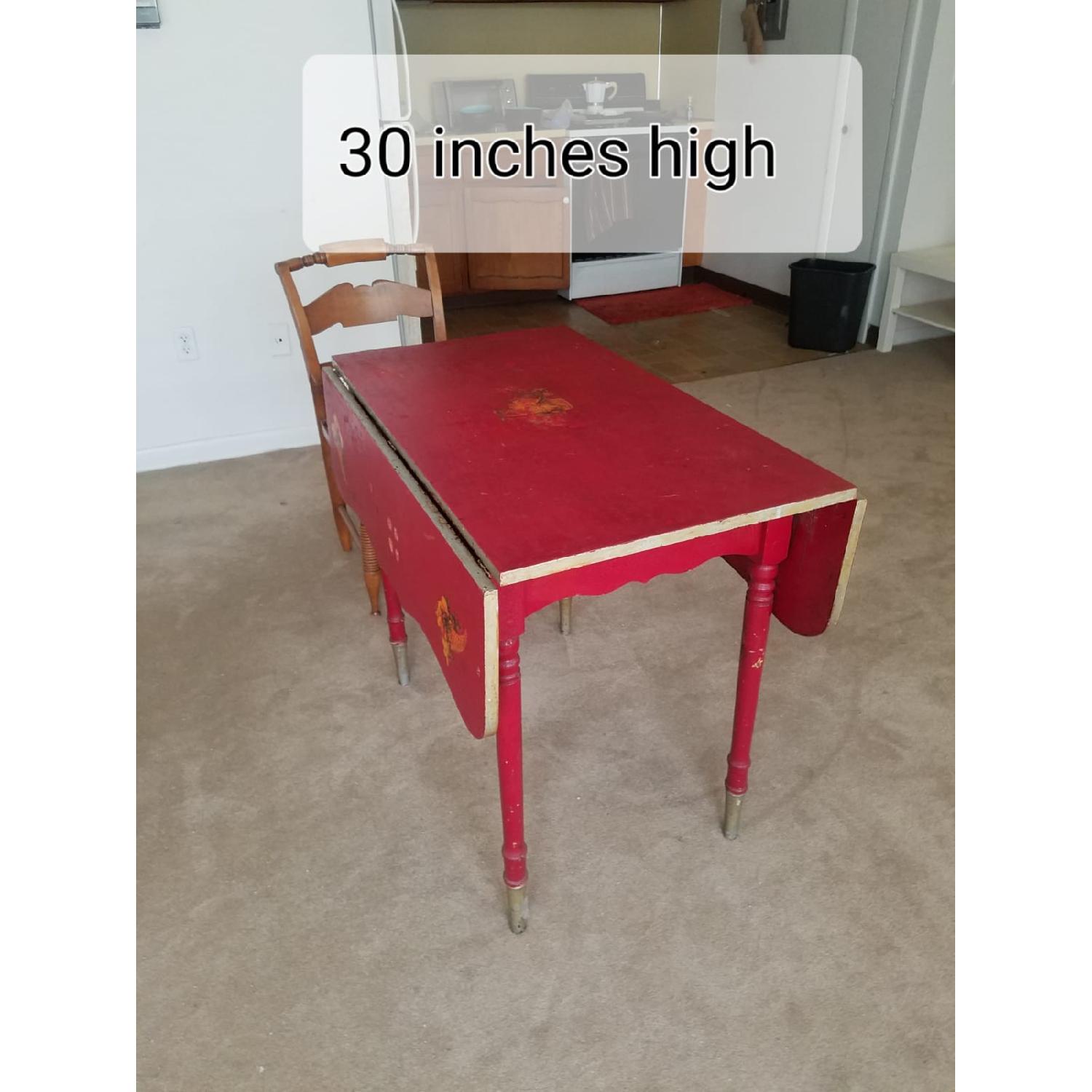 Red Drop-Leaf Side/Dining Table - AptDeco