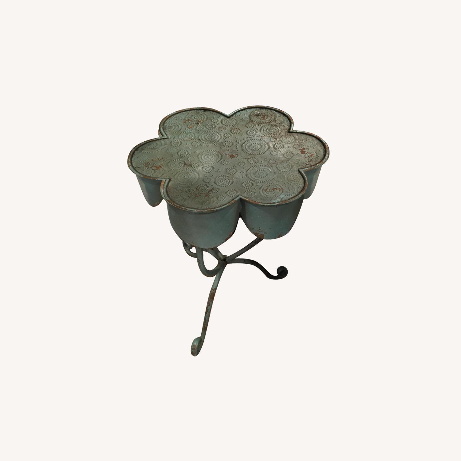 World Market Rustic Boho Turquoise End Table - AptDeco