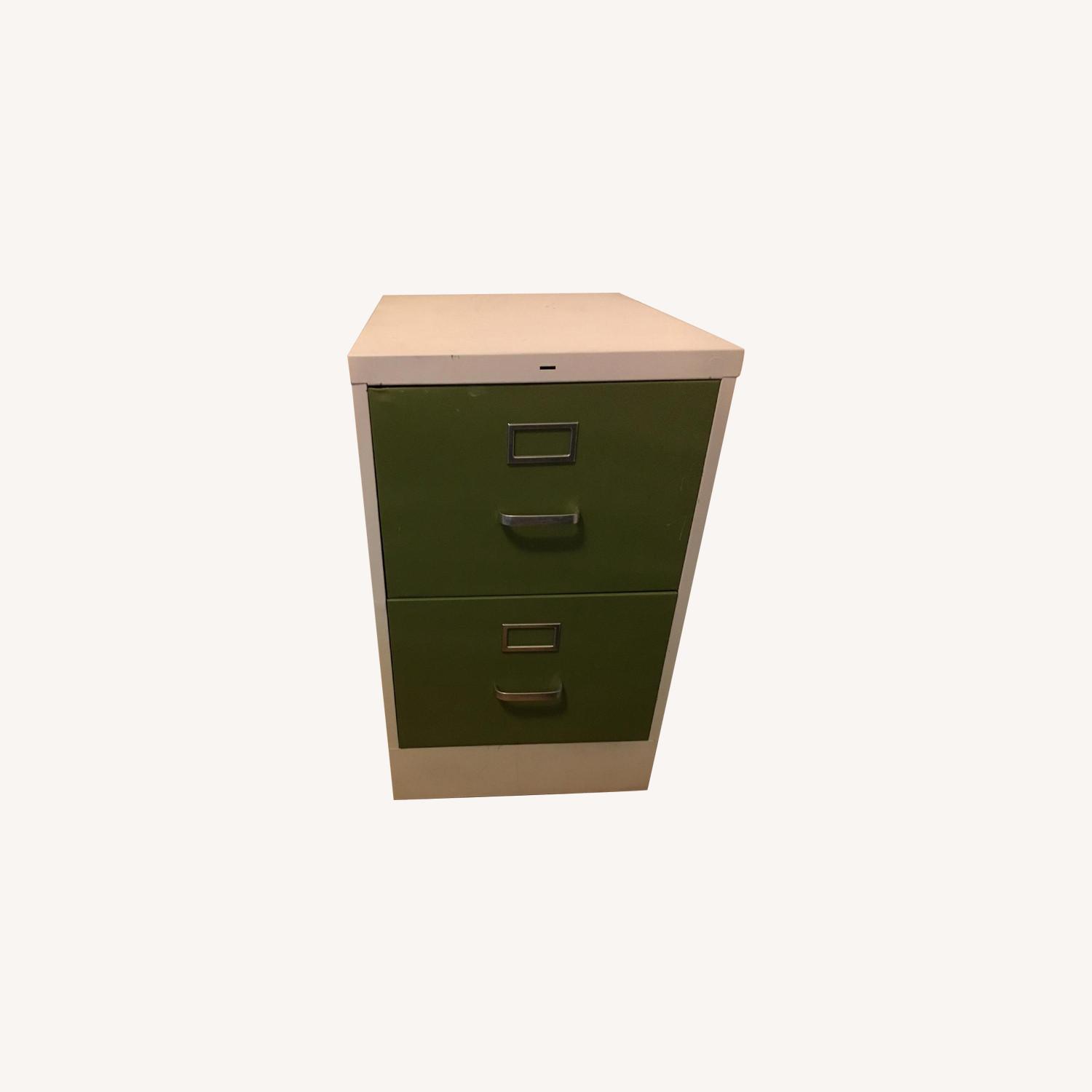 White & Green File Cabinet - AptDeco
