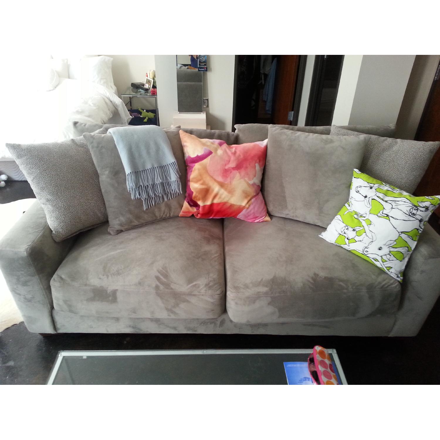 Medium Grey Suede Sofa - AptDeco