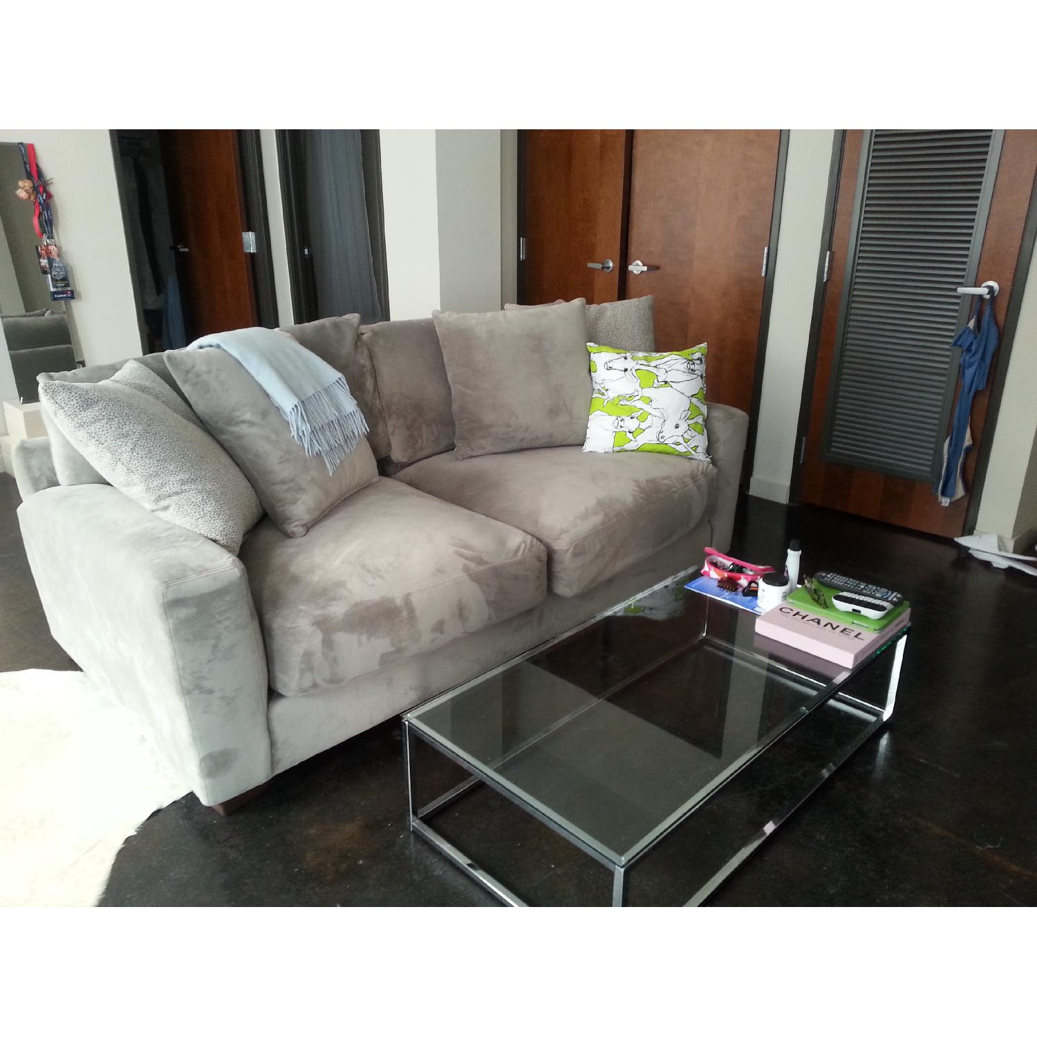 Medium Grey Suede Sofa - AptDeco