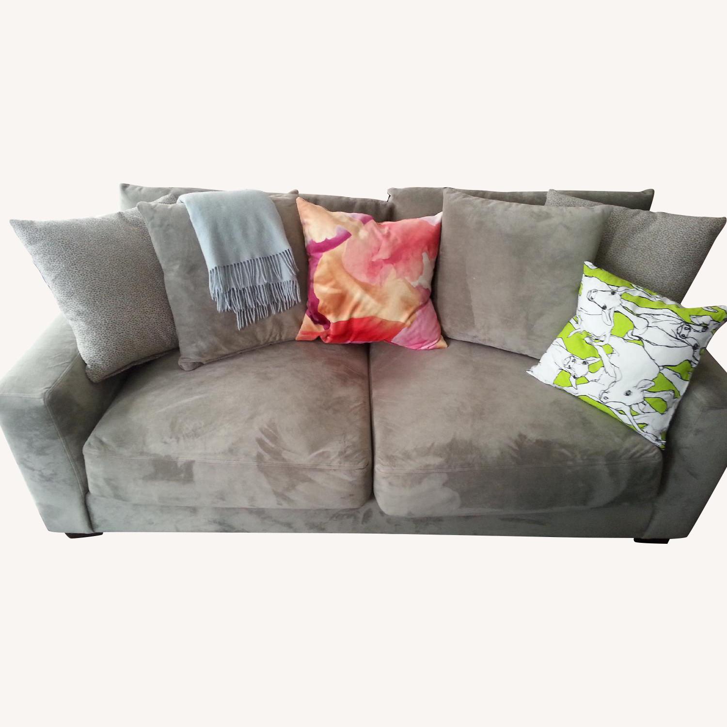 Medium Grey Suede Sofa - AptDeco