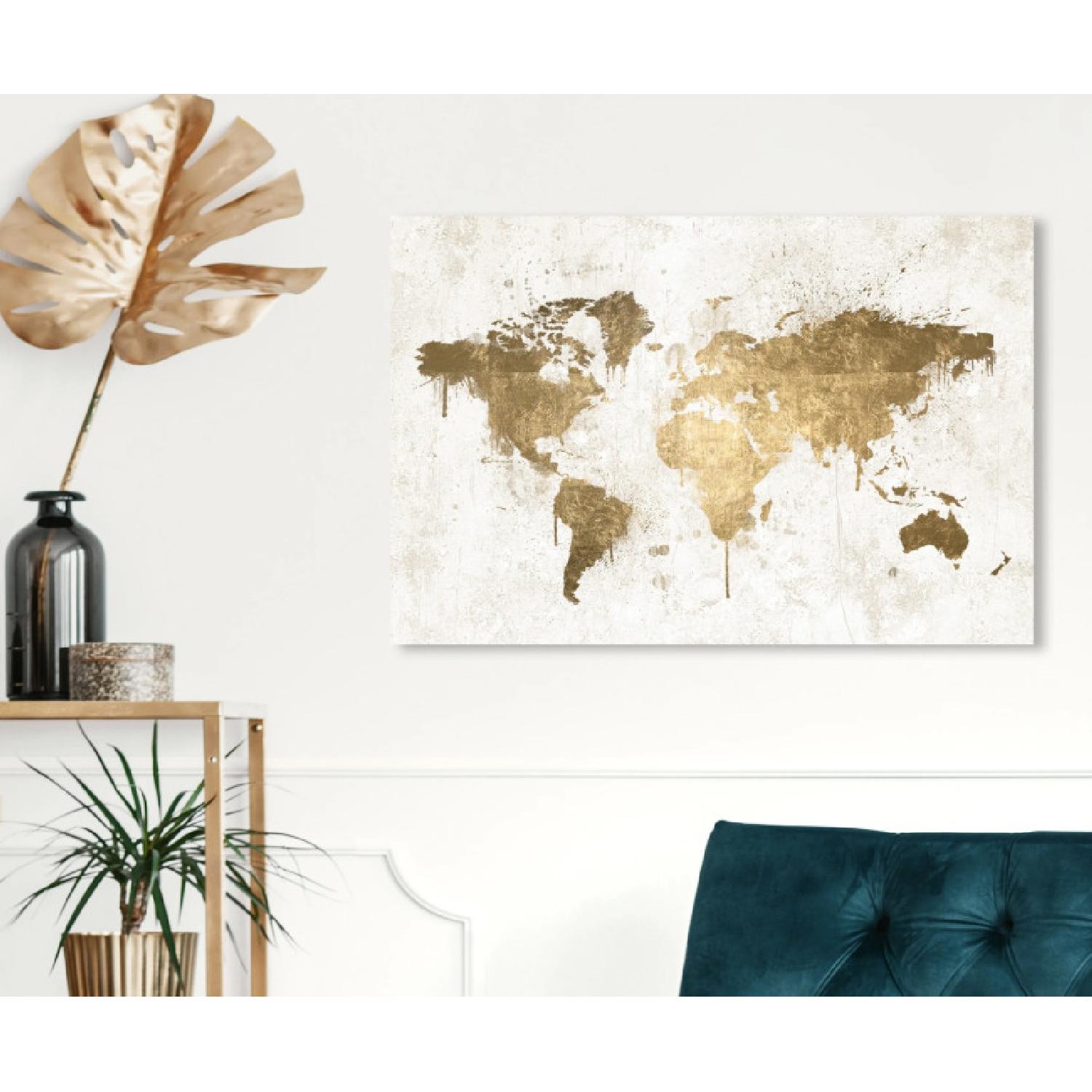 MAPAMUNDI WHITE GOLD World Map in Canvas - AptDeco