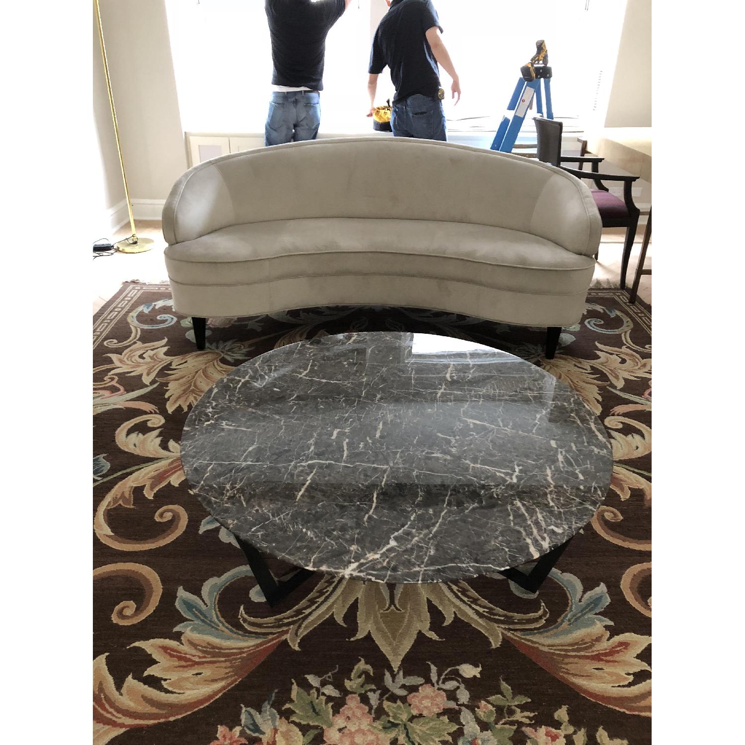 Camerich Element Round Coffee Table w/ Brown Marble Top - AptDeco