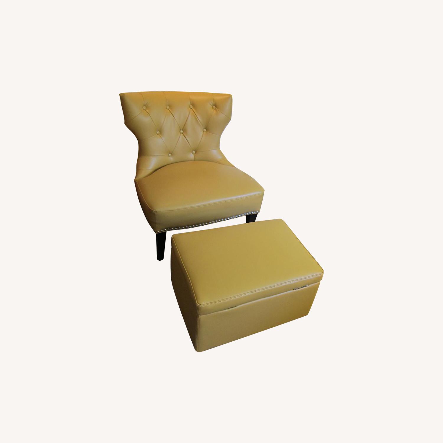 Mustard Yellow Club Chairs & Ottoman - AptDeco