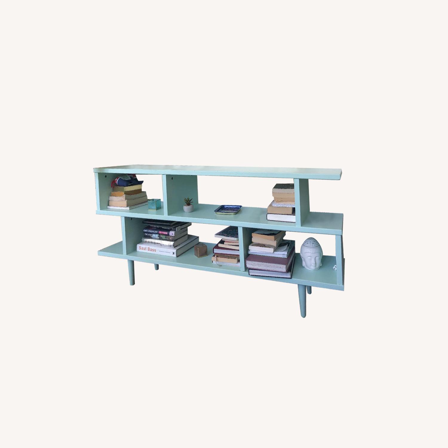 World Market Mint Green Geometric Bookshelf - AptDeco