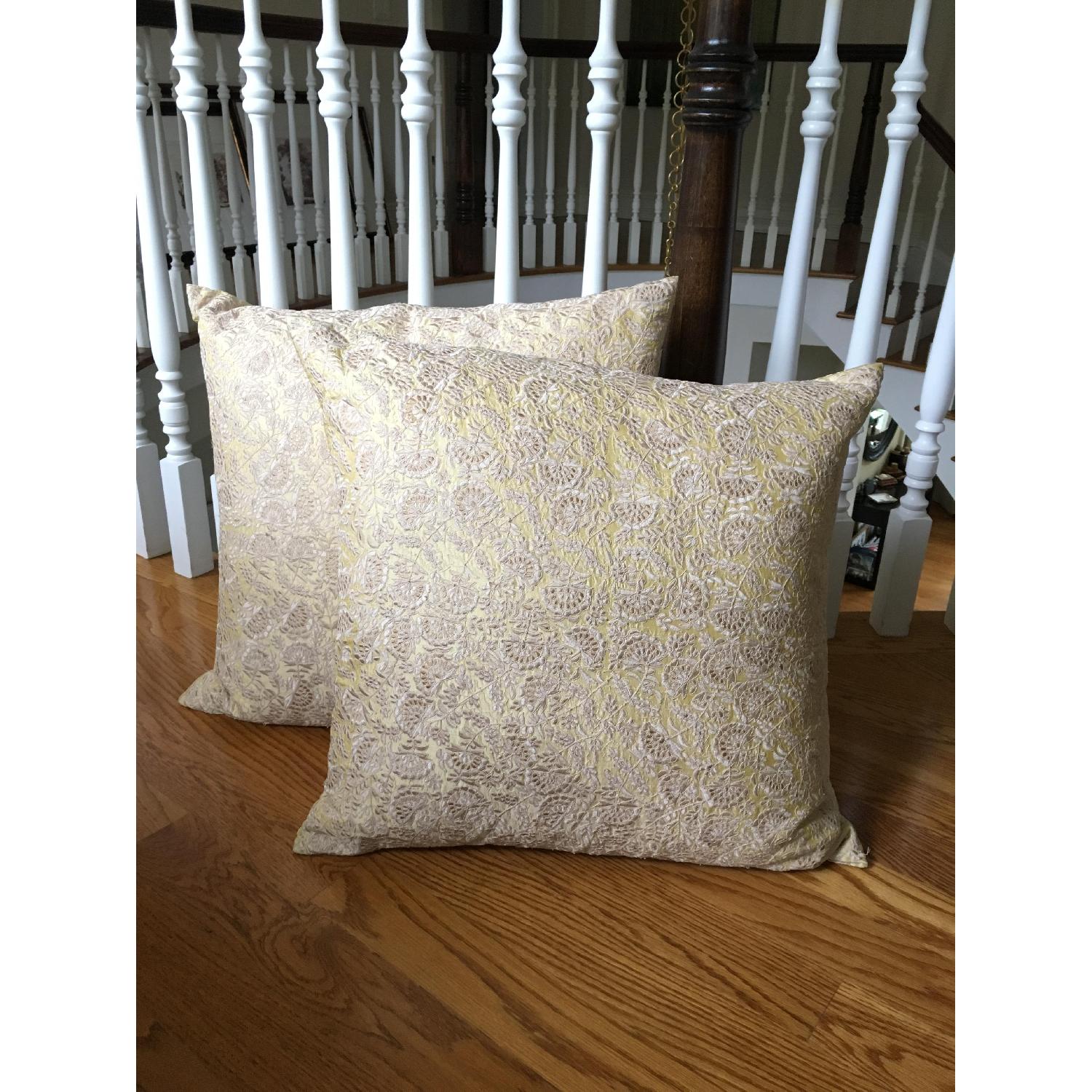 English Traditional Plush Embroidered Pillows - AptDeco