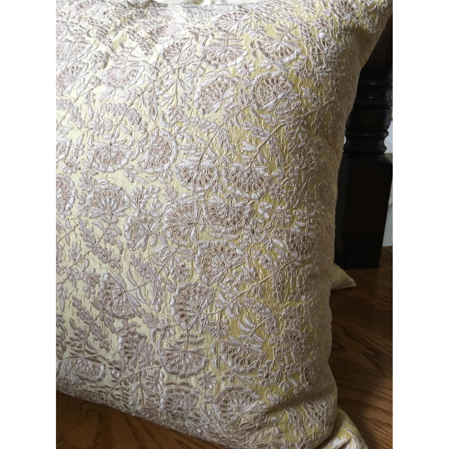 English Traditional Plush Embroidered Pillows - AptDeco
