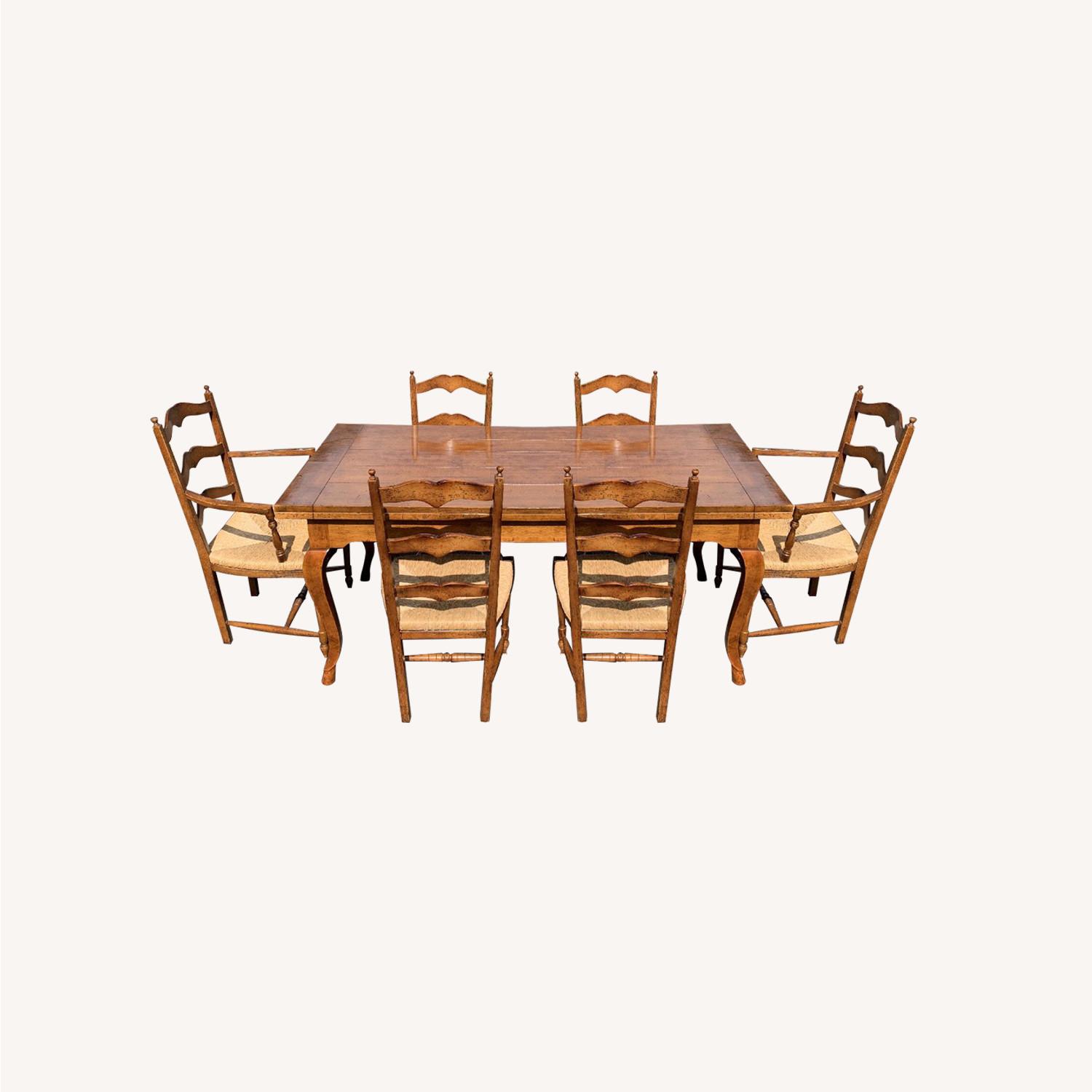 Avignon Refectory Country French Dining Table w/ 8 Chairs - AptDeco