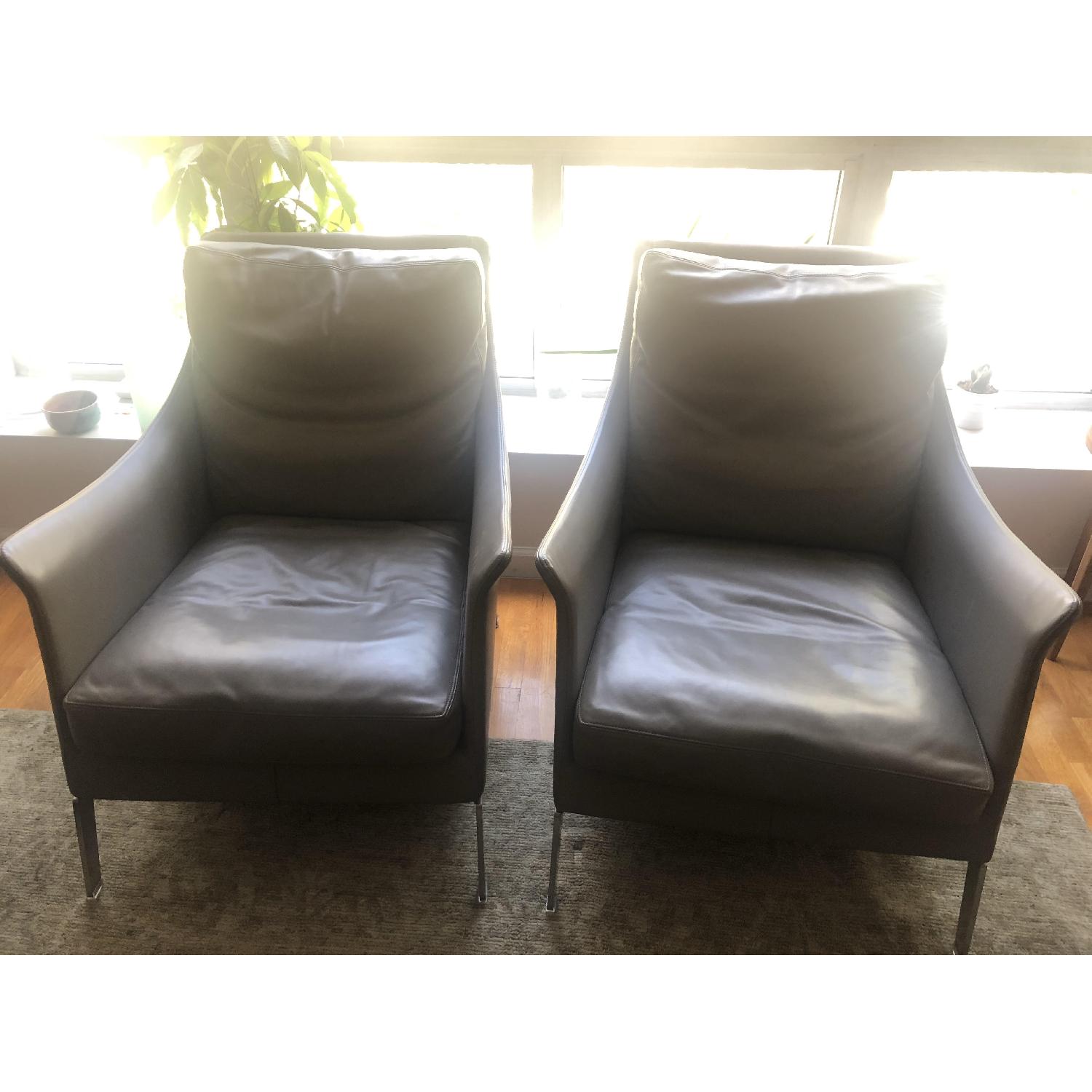 Flexform Boss Armchairs in Light Grey - AptDeco