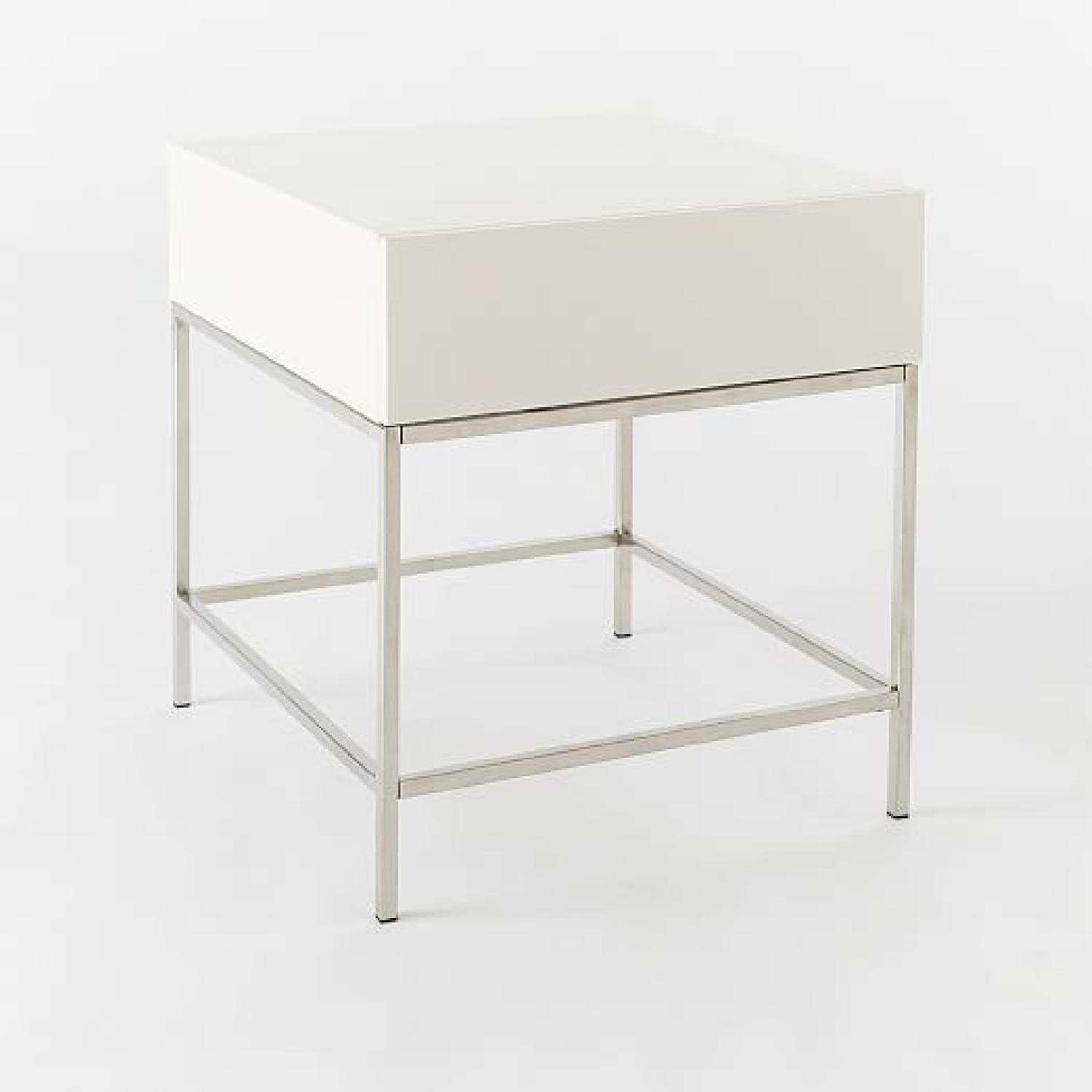 West Elm White Lacquer Storage Side Tables - AptDeco