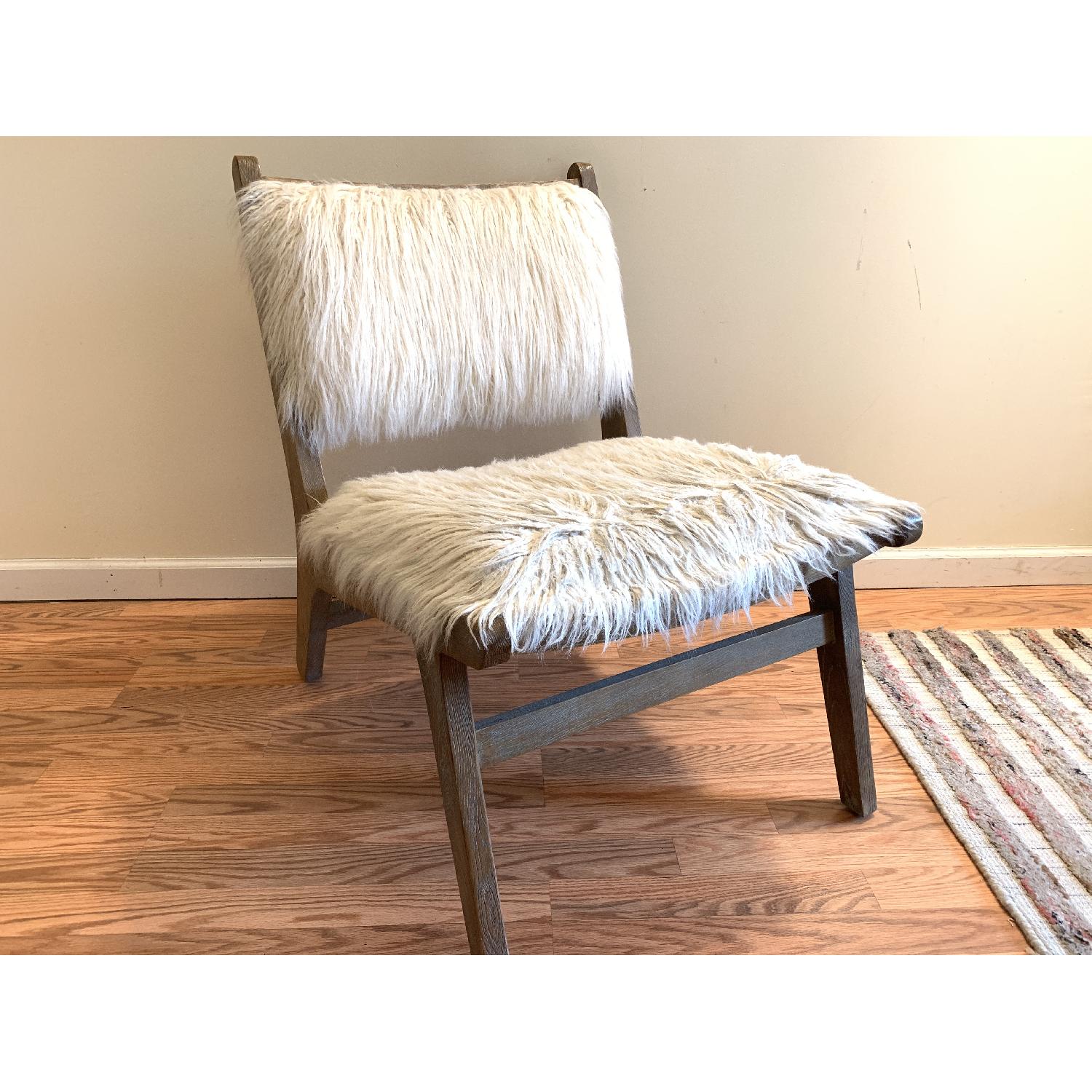 World Market Ivory Faux Flokati Gunnar Accent Chair - AptDeco