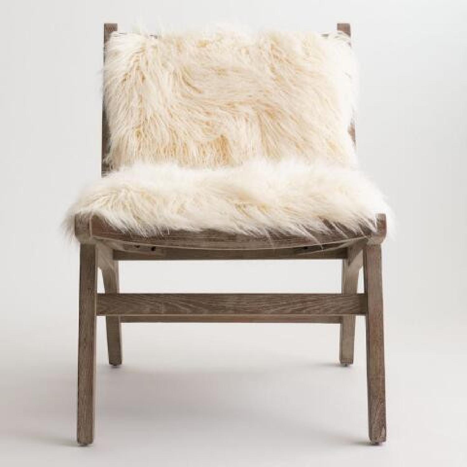 World Market Ivory Faux Flokati Gunnar Accent Chair - AptDeco