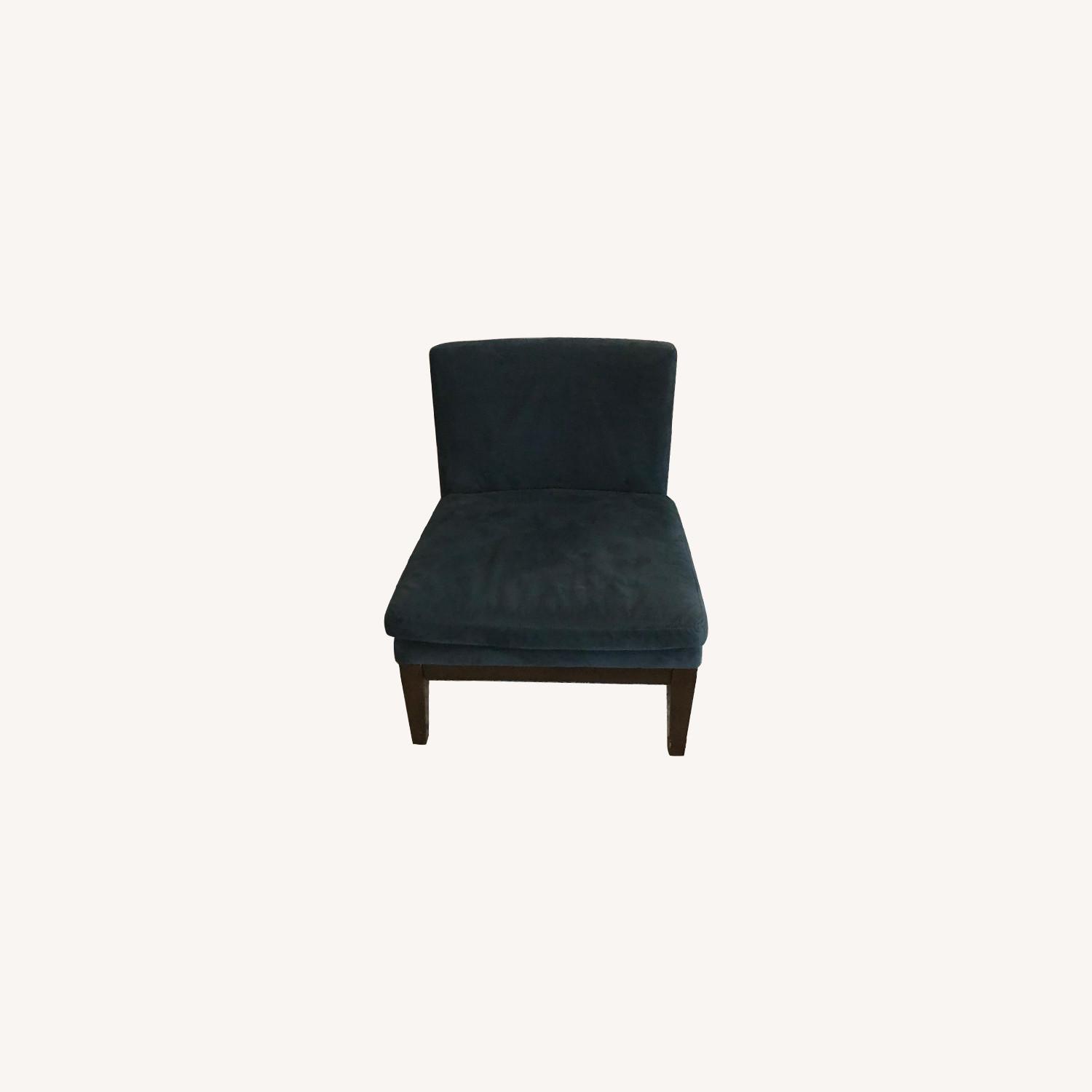 West Elm Blue Velvet Slipper Chair - AptDeco