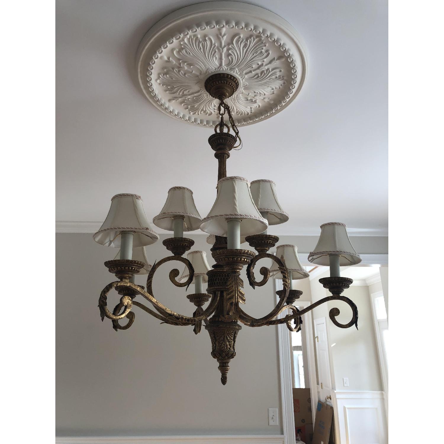 9-Light Traditional Antique Gold Chandelier - AptDeco