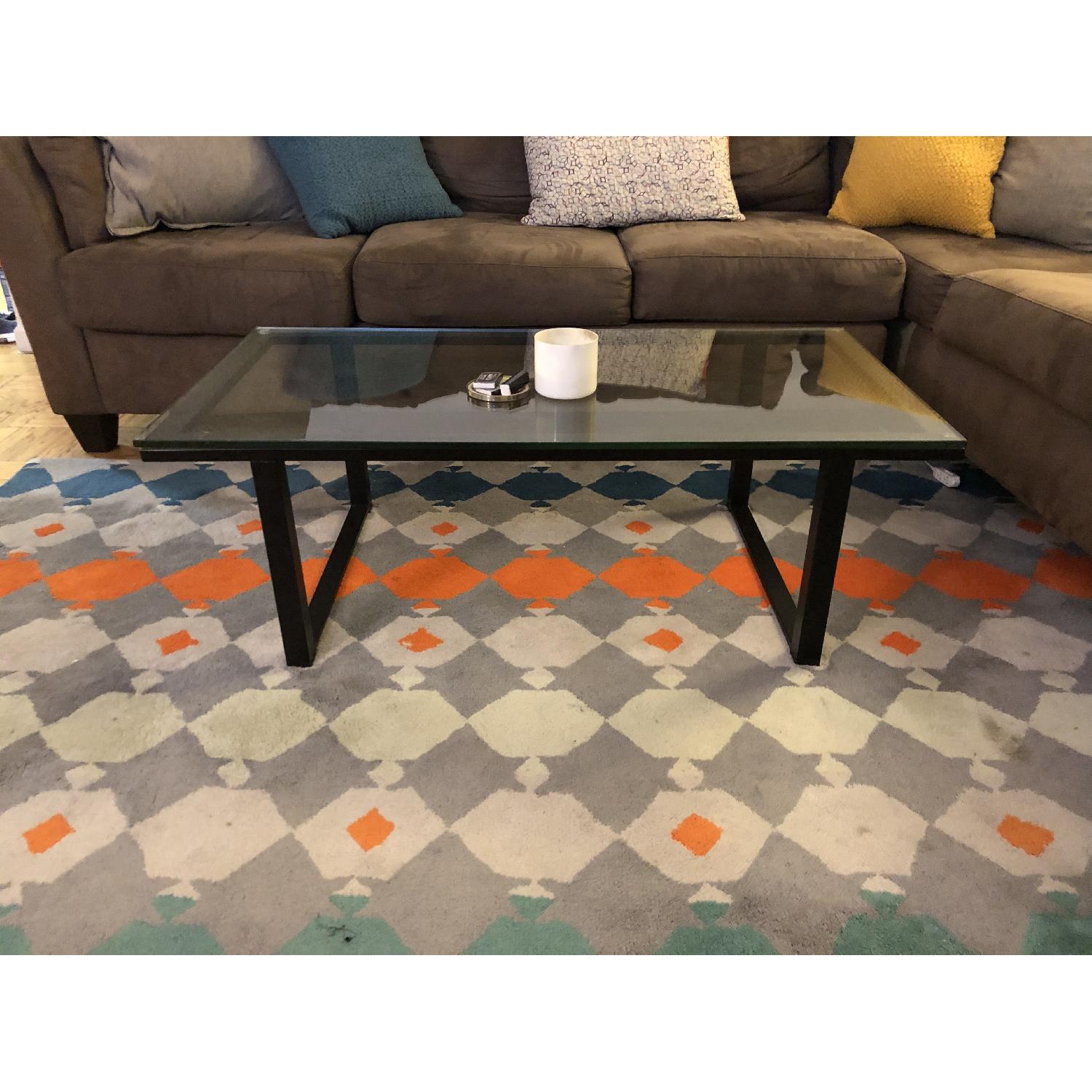 Rectangular Clear Glass Top Coffee Table - AptDeco