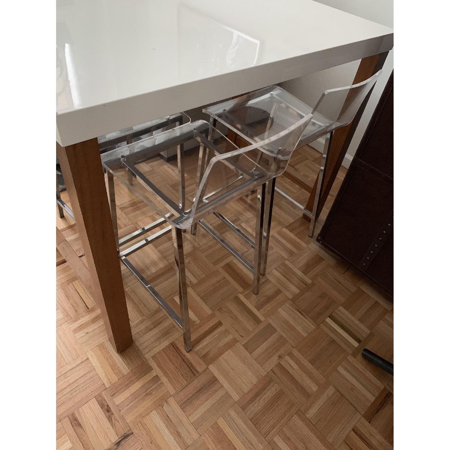 Bar Height Parsons Dining Table w/ 3 CB2 Acrylic Chairs - AptDeco