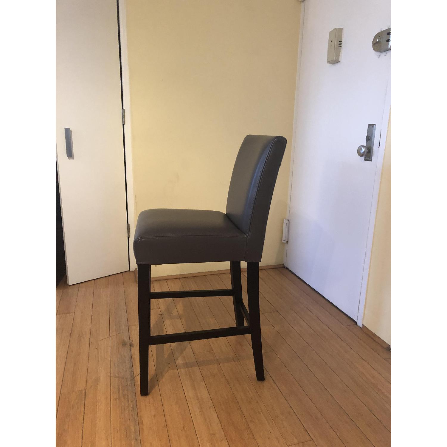 Crate & Barrel Smoke Leather Bar Stool - AptDeco