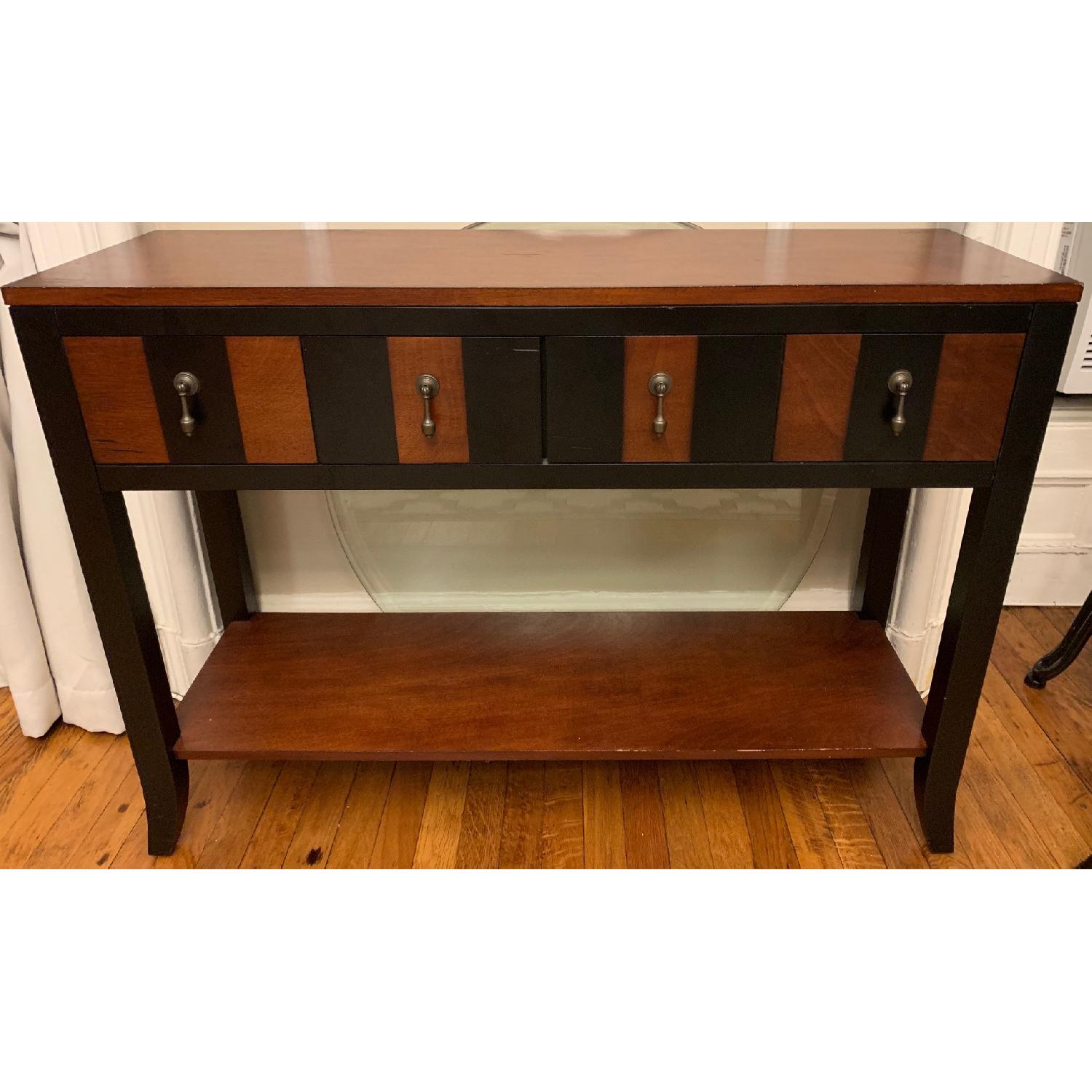 Wood Brown Black Mid-century Modern Console Table - AptDeco