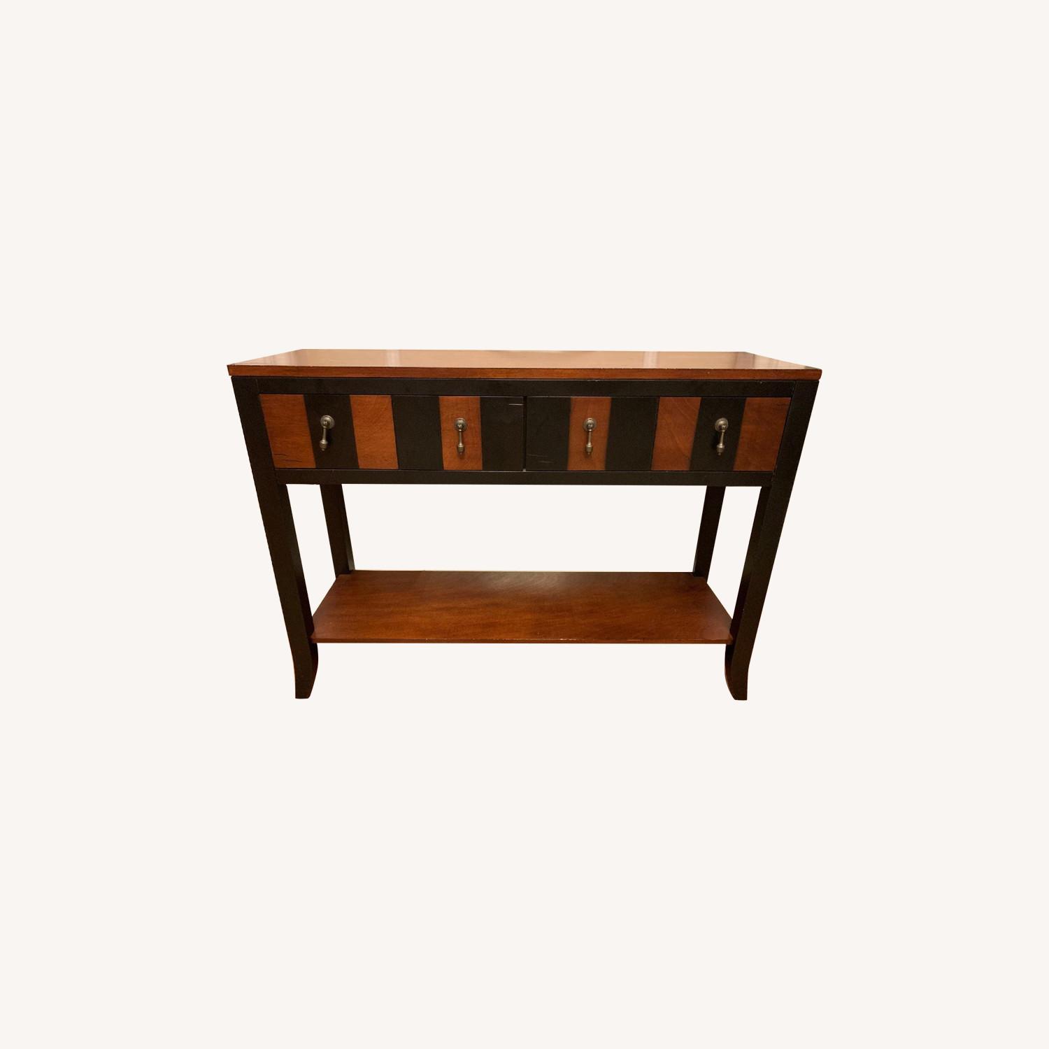 Wood Brown Black Mid-century Modern Console Table - AptDeco
