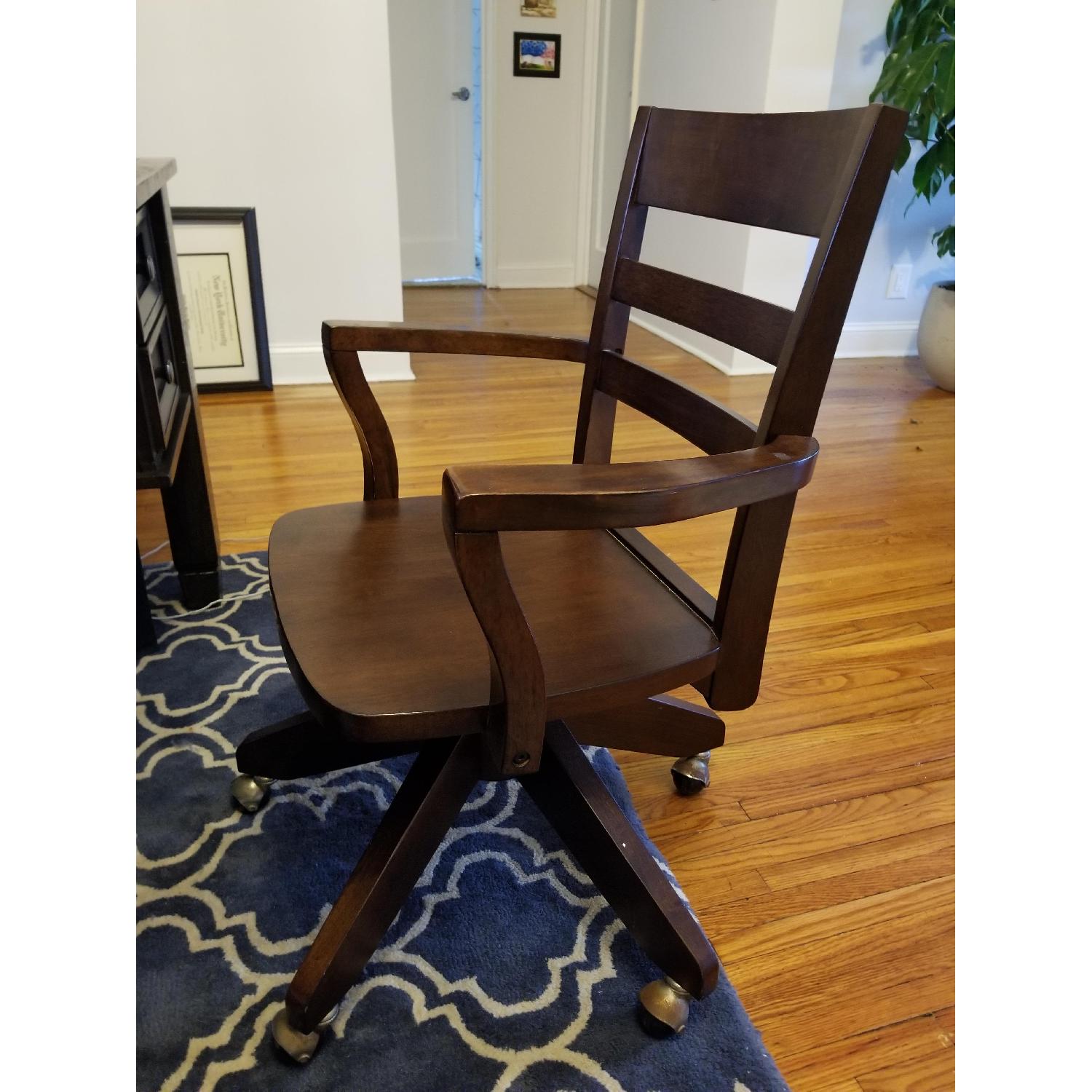 Pottery Barn Swivel Wood Desk Chair - AptDeco