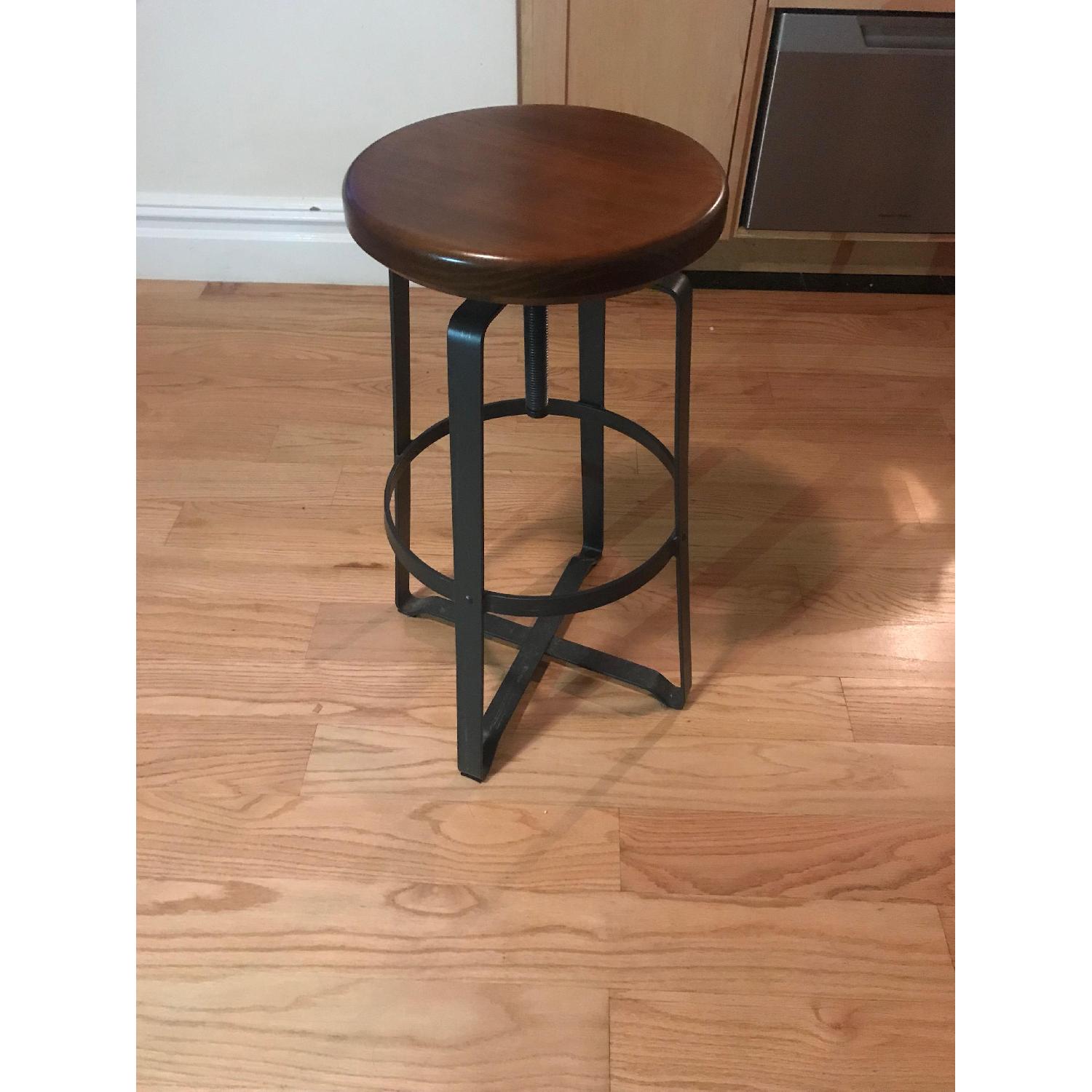 West Elm Adjustable Industrial Wood Counter Stools - AptDeco