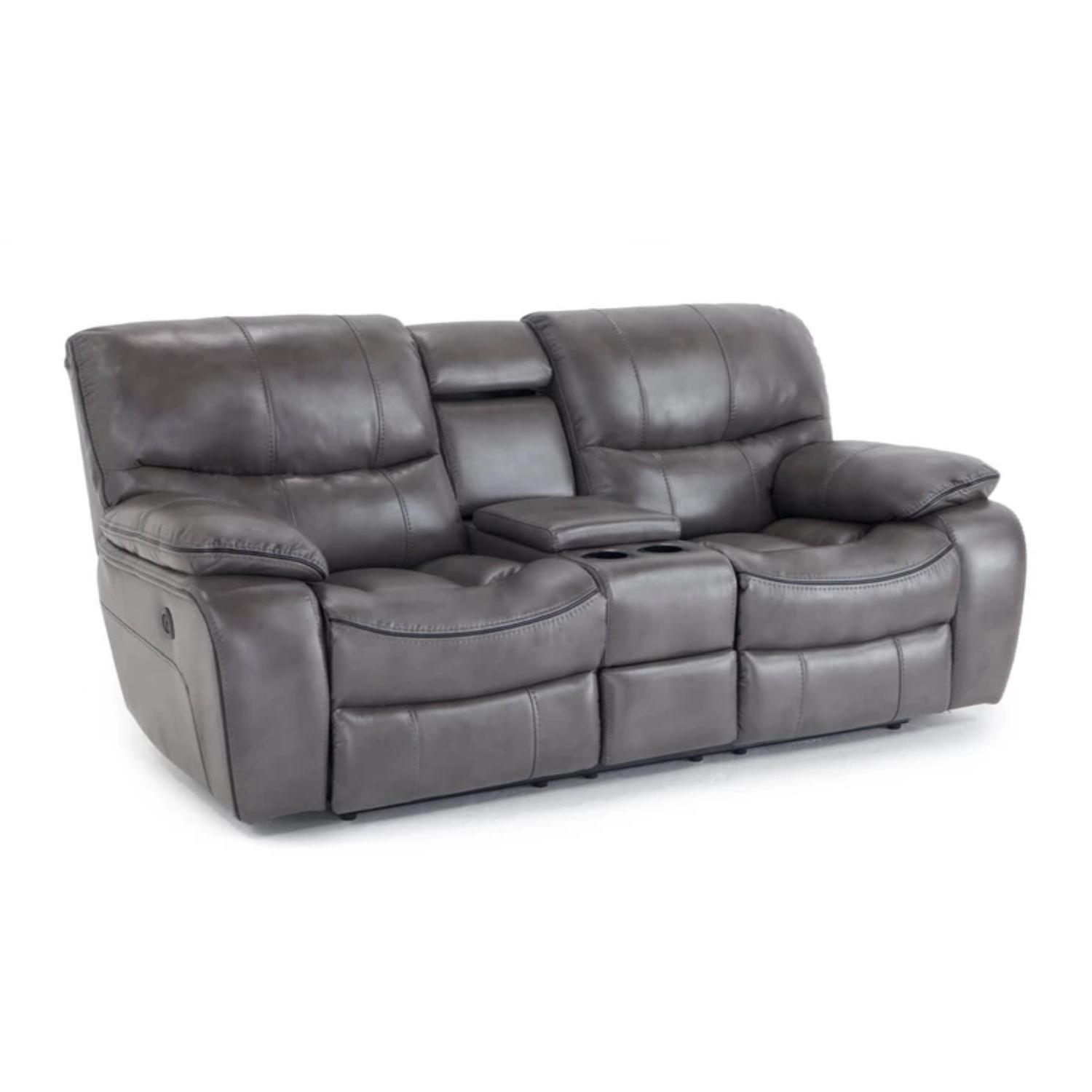 Bob s Avenger Gray Power Reclining Console Loveseat AptDeco