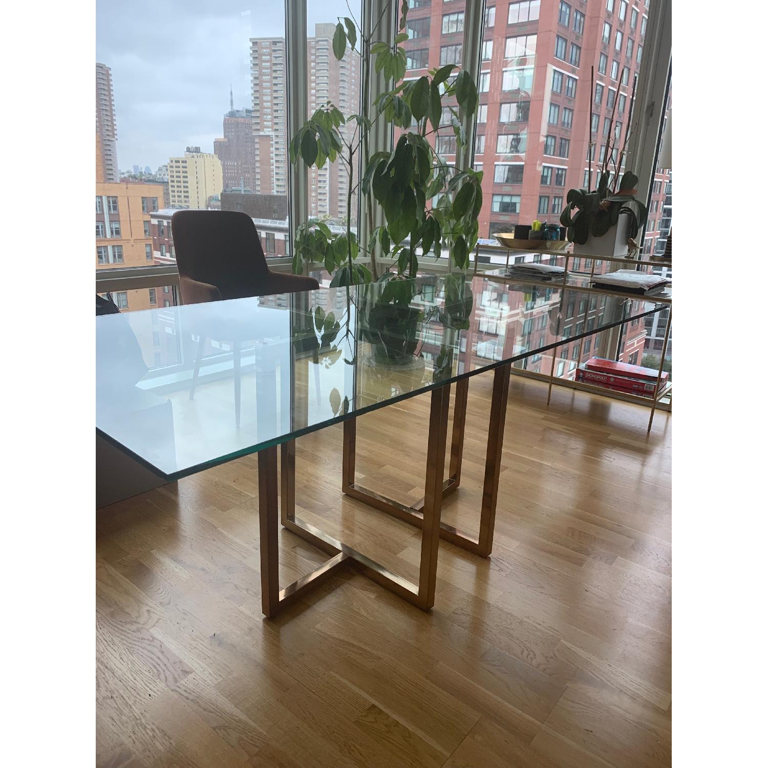 CB2 Glass & Brass Dining Table - AptDeco