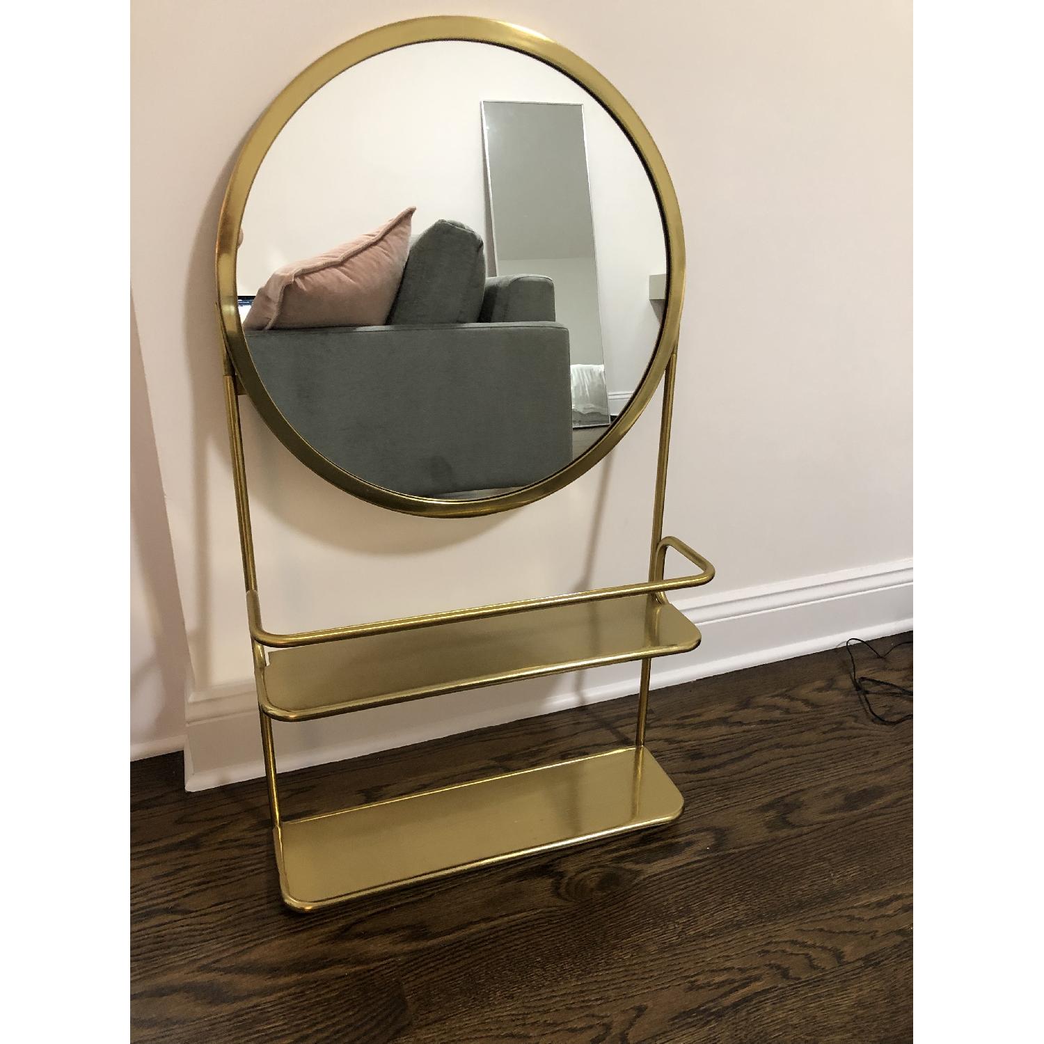 CB2 Gold Vanity Mirror w/ Open Shelves - AptDeco