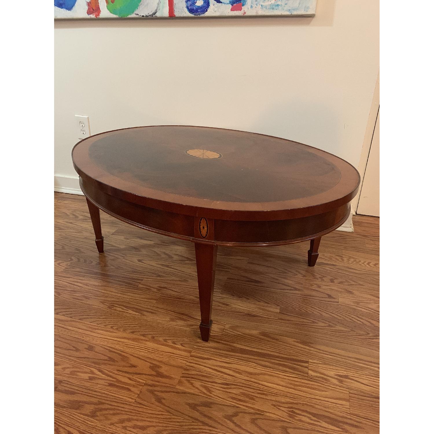 Klaussner Furniture Mahogany Coffee Table + 2 End Tables - AptDeco