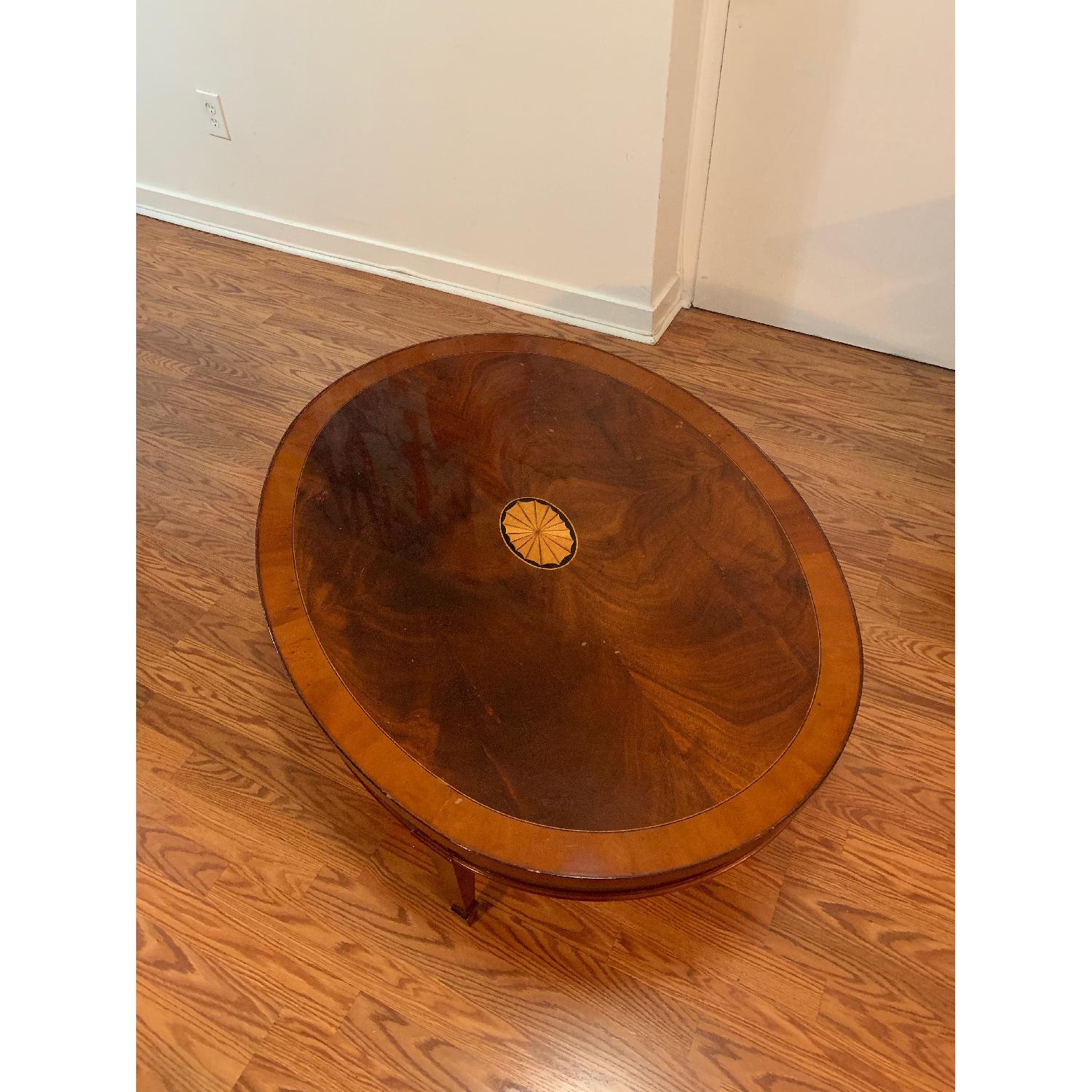 Klaussner Furniture Mahogany Coffee Table + 2 End Tables - AptDeco