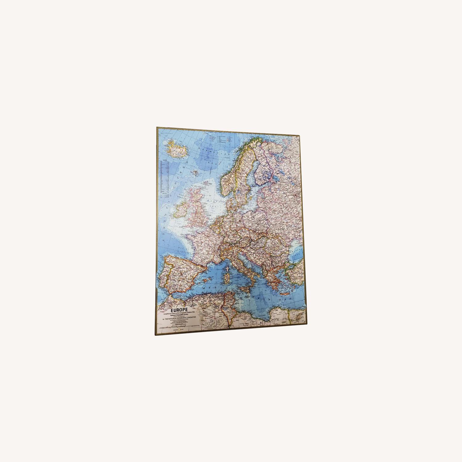 Wood Mounted Map of Europe National Geographic - AptDeco