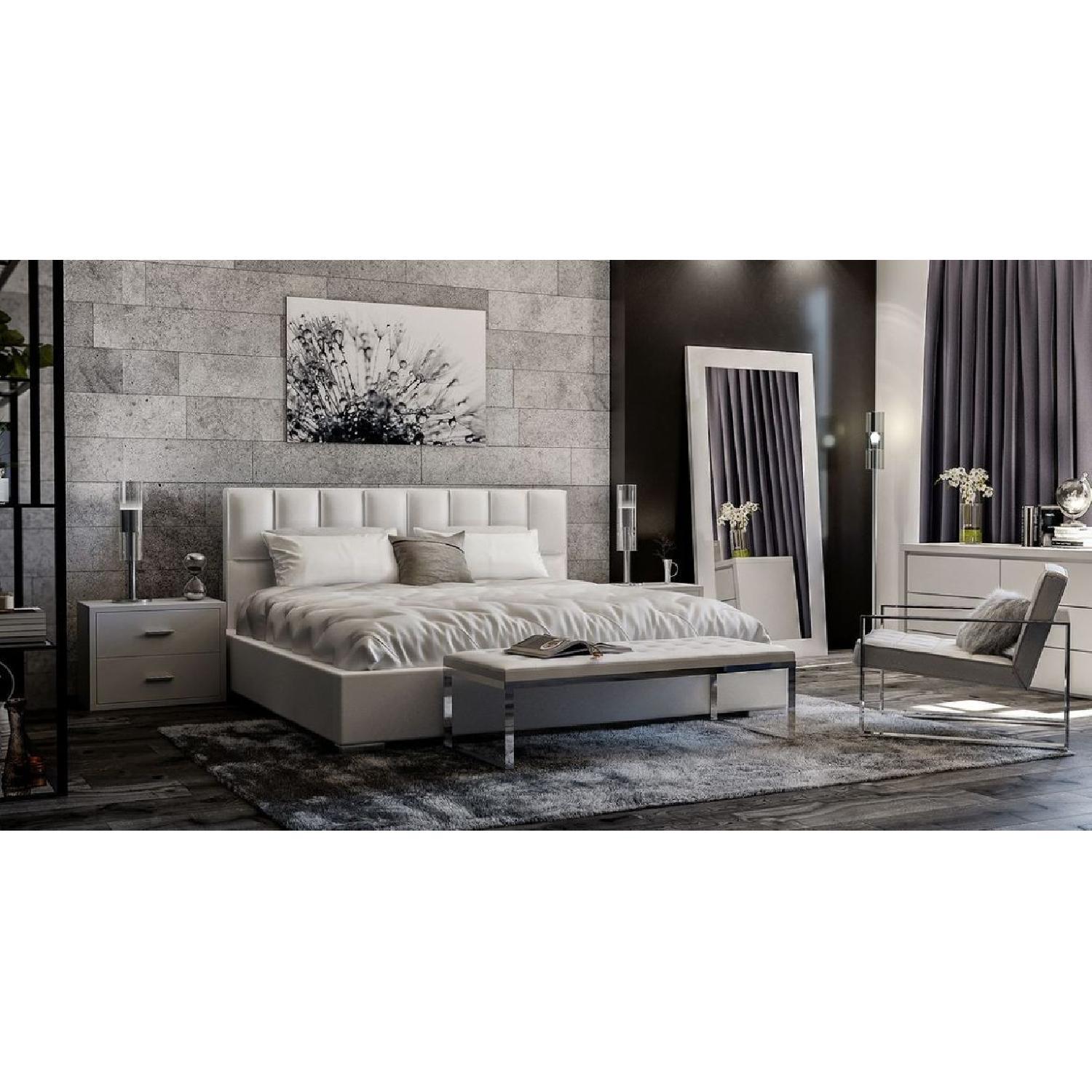 Modani White Eco-Leather Storage Bed - AptDeco