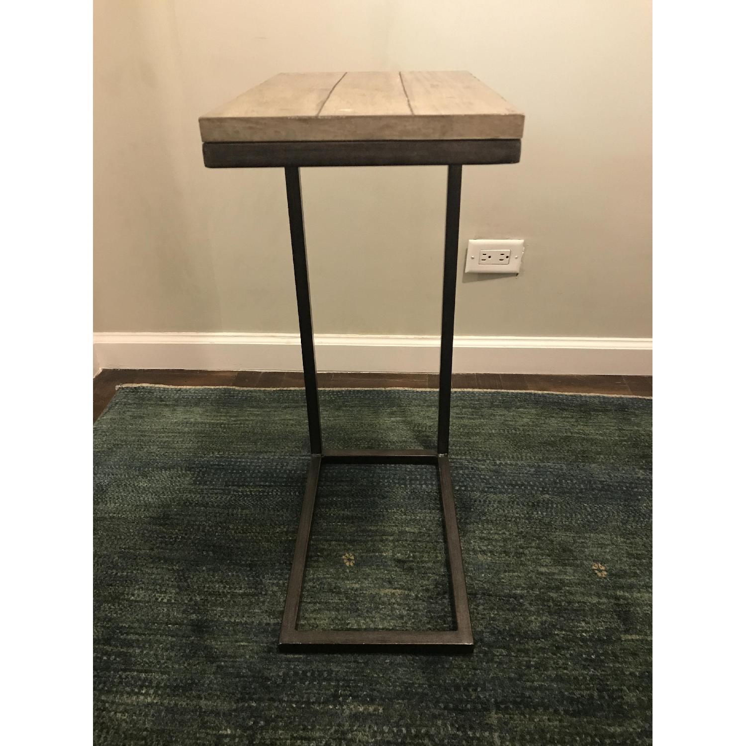Industrial Rustic Wood & Steel C-Table - AptDeco