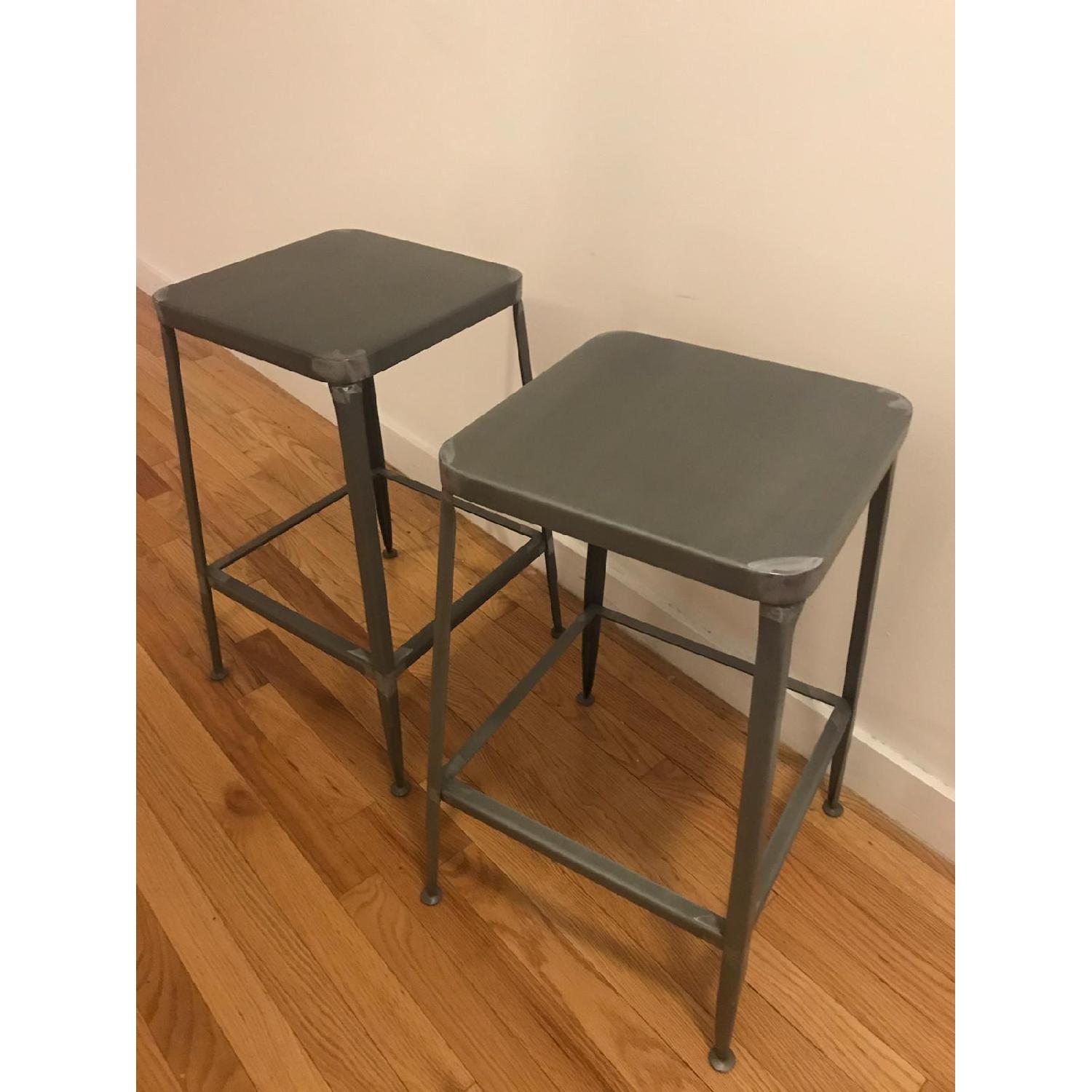 CB2 Stilt 2-Top Counter Table + 2 Flint Steel Counter Stools - AptDeco