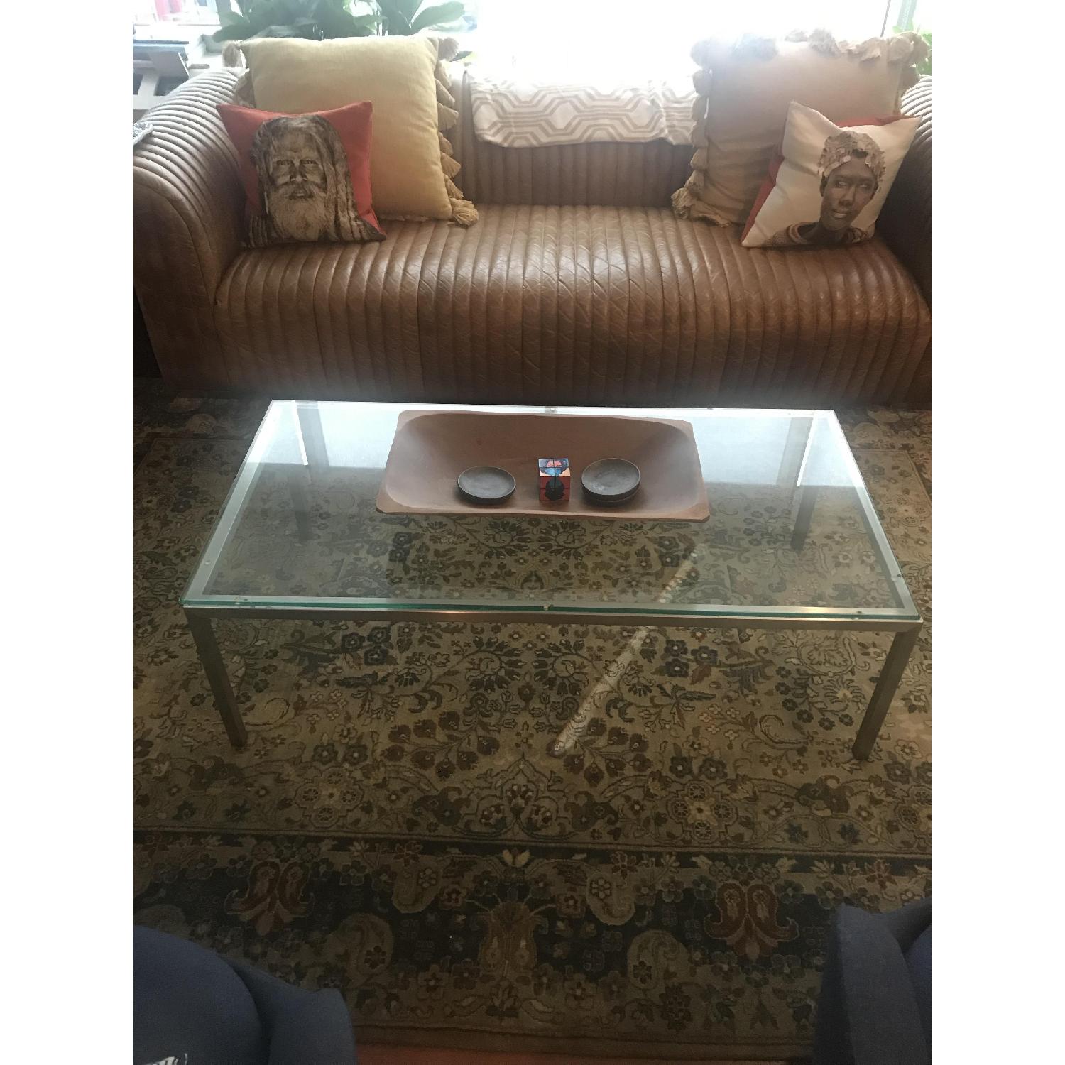 Room & Board Glass Top Coffee Table w/ Stainless Steel Legs - AptDeco