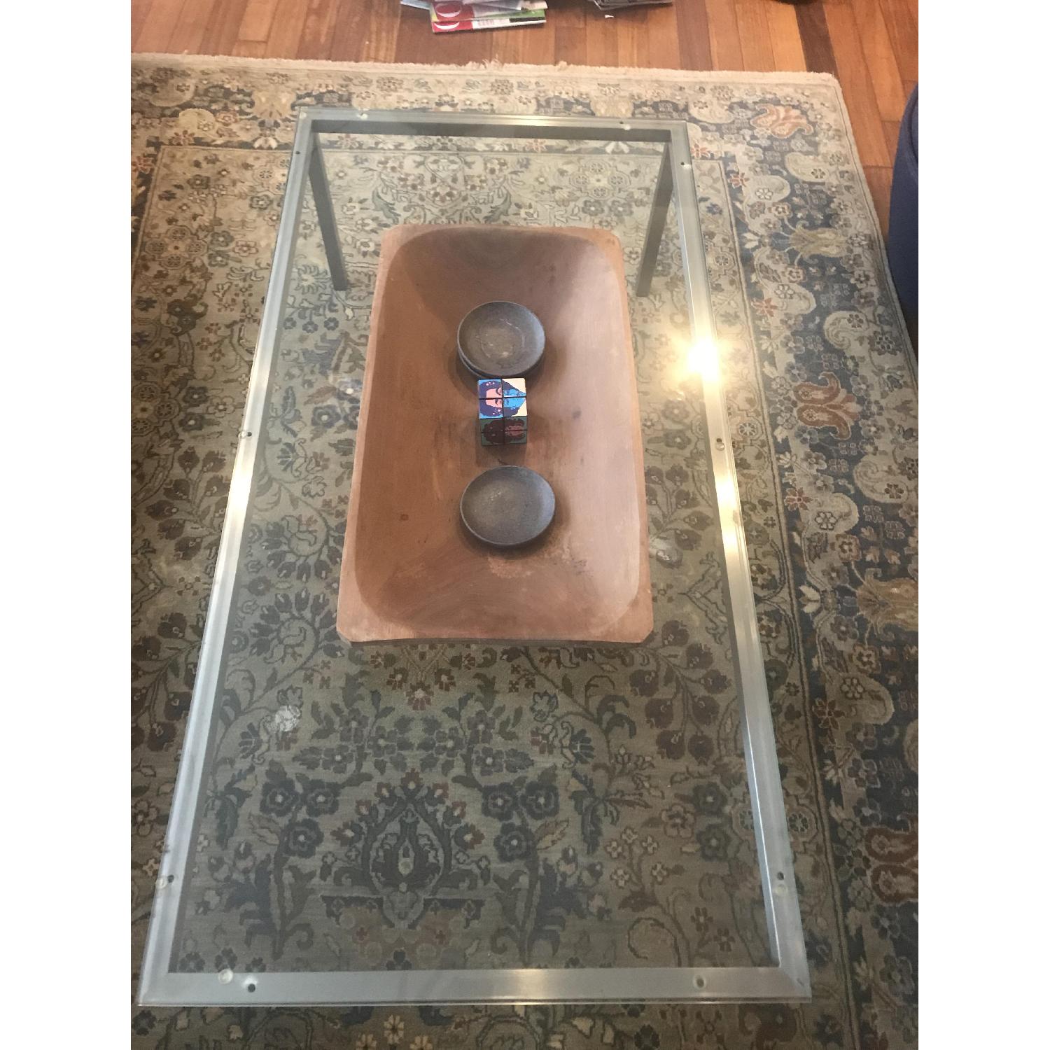 Room & Board Glass Top Coffee Table w/ Stainless Steel Legs - AptDeco