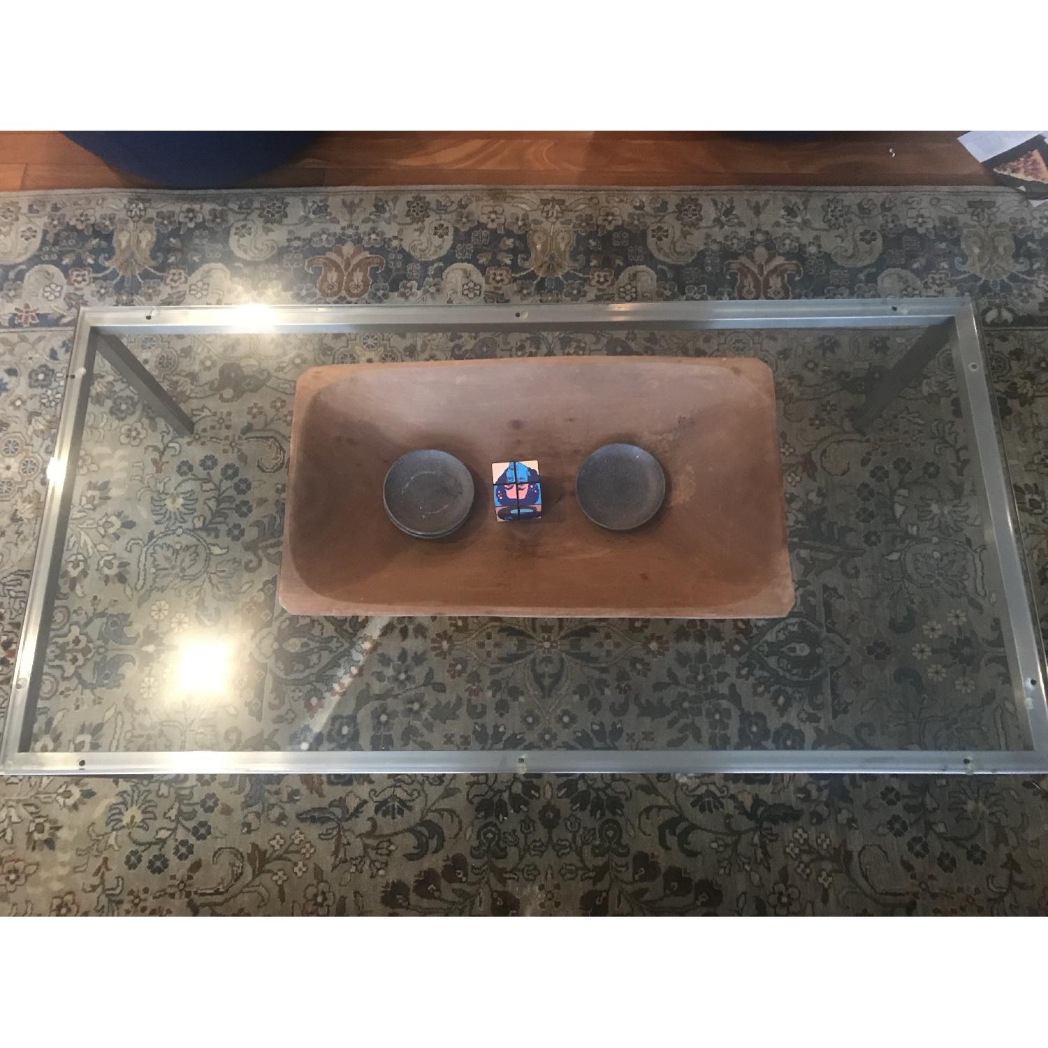 Room & Board Glass Top Coffee Table w/ Stainless Steel Legs - AptDeco