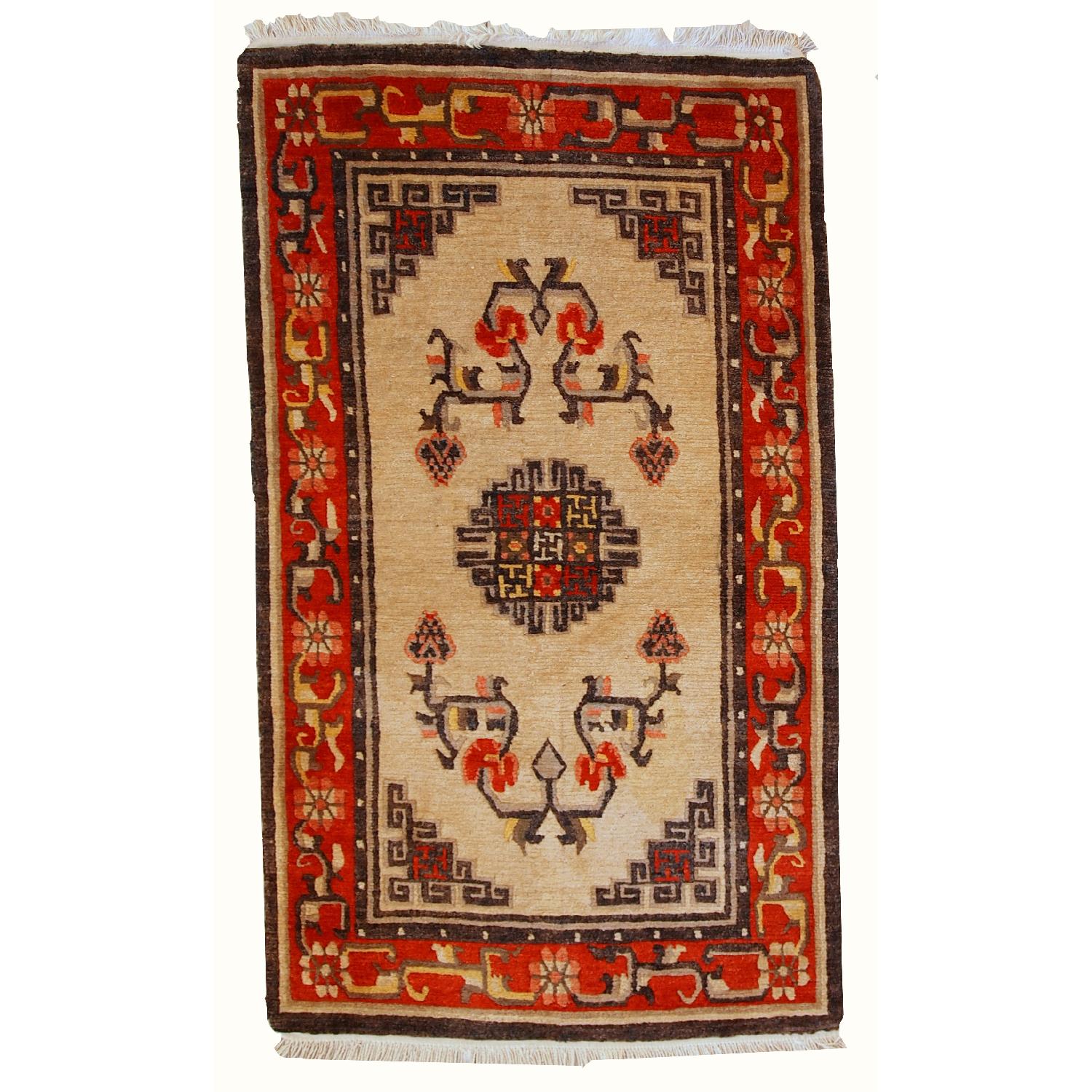 Handmade Vintage Mongolian Rug - AptDeco