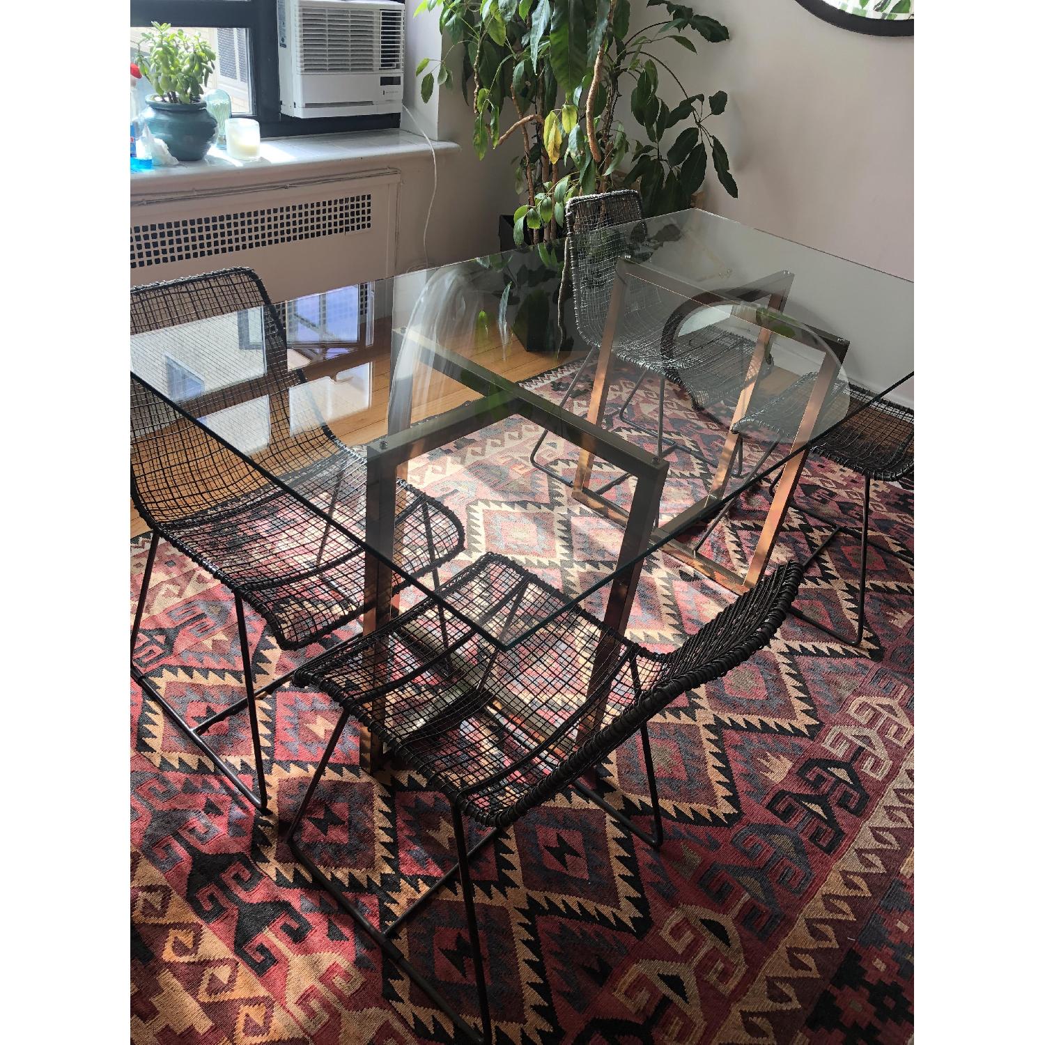 CB2 Silverado Glass & Brass Dining Table - AptDeco