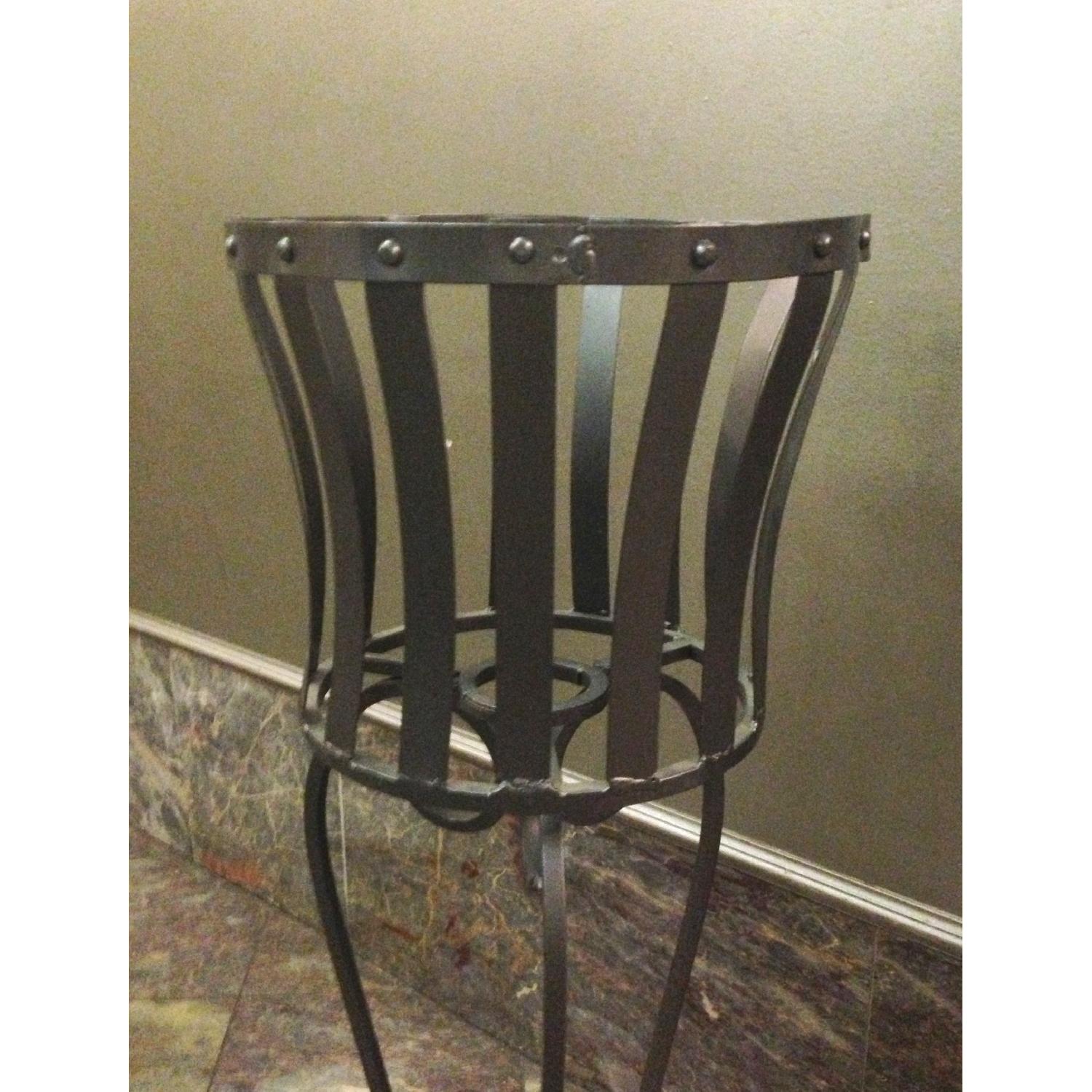 Vintage Wrought Iron Rustic Plant Stand w/ Scroll Legs - AptDeco