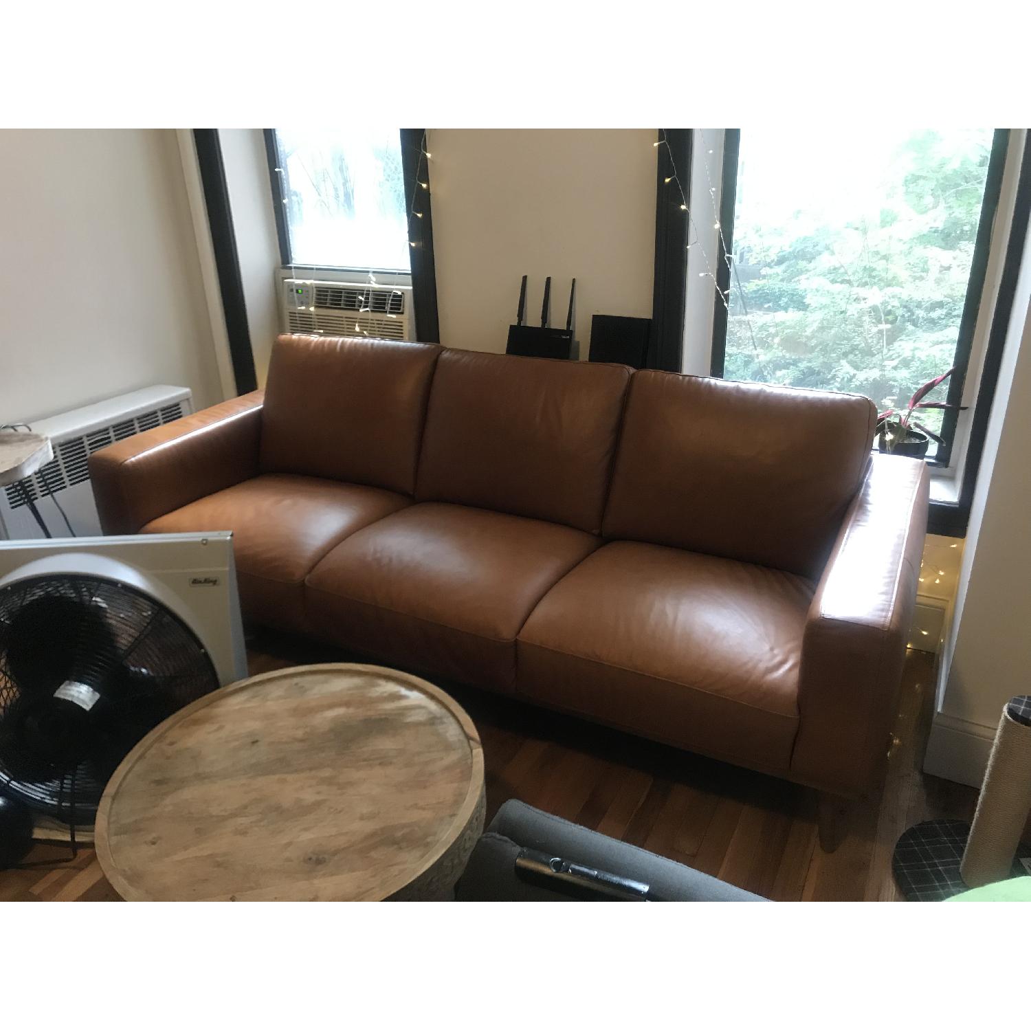 Macy's Marsilla Cognac Leather Sofa - AptDeco