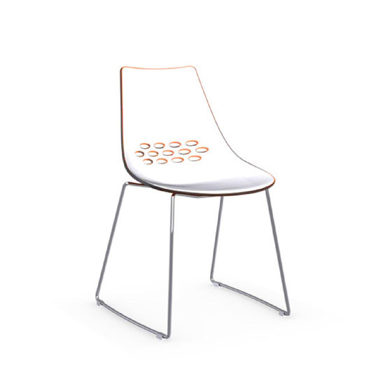 Calligaris Jam Orange/Ivory Dining Chairs - AptDeco