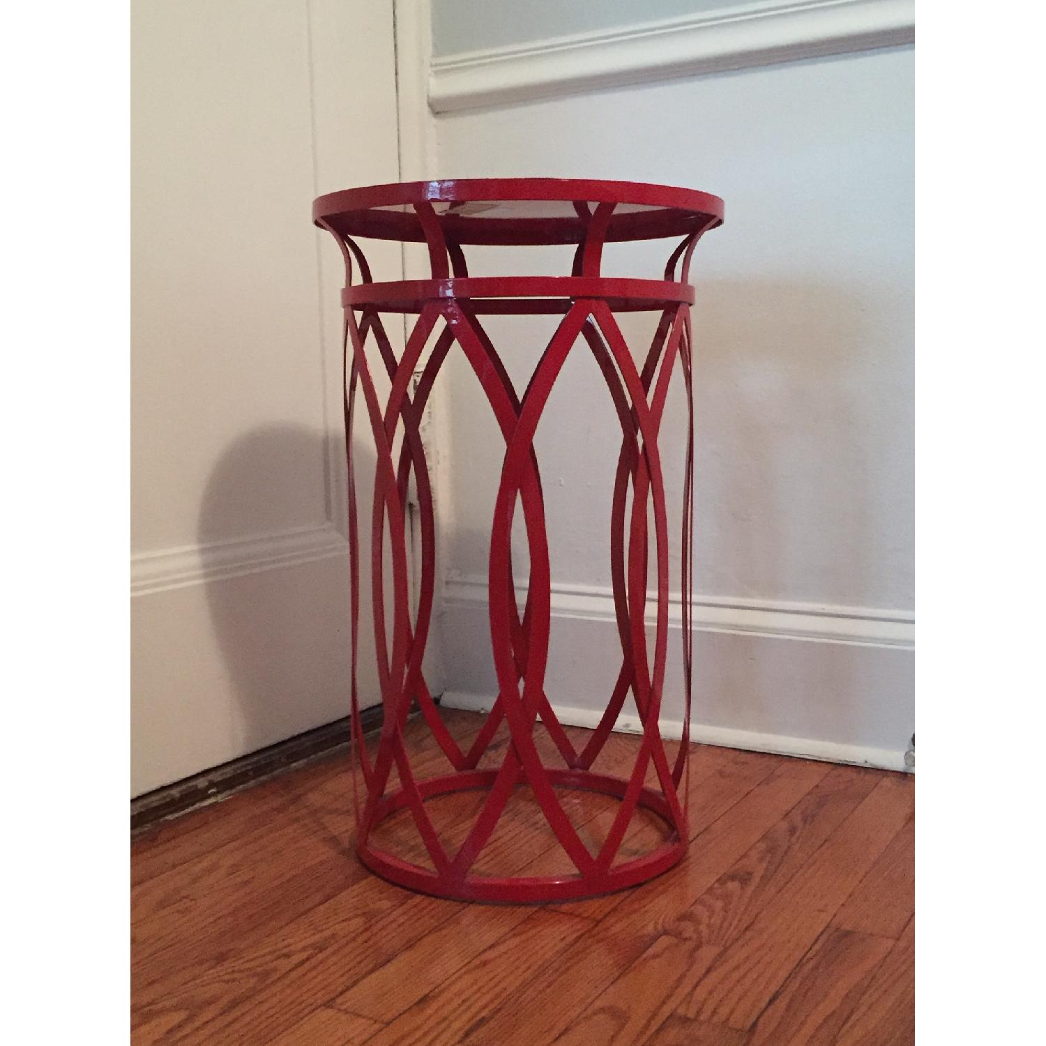 CB2 Red Metal Side Table - AptDeco