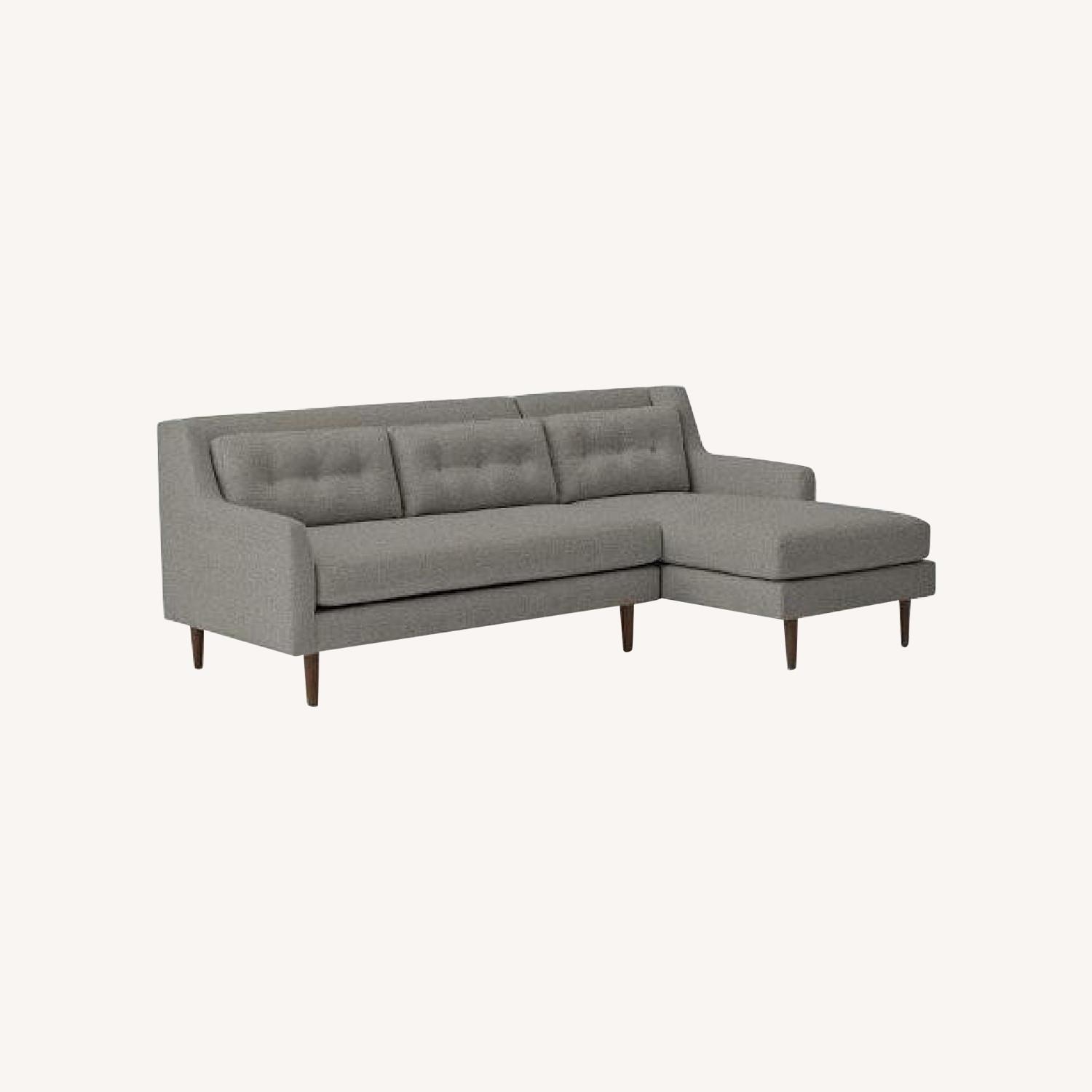 West Elm Crosby Grey Linen Weave Sectional Sofa - AptDeco