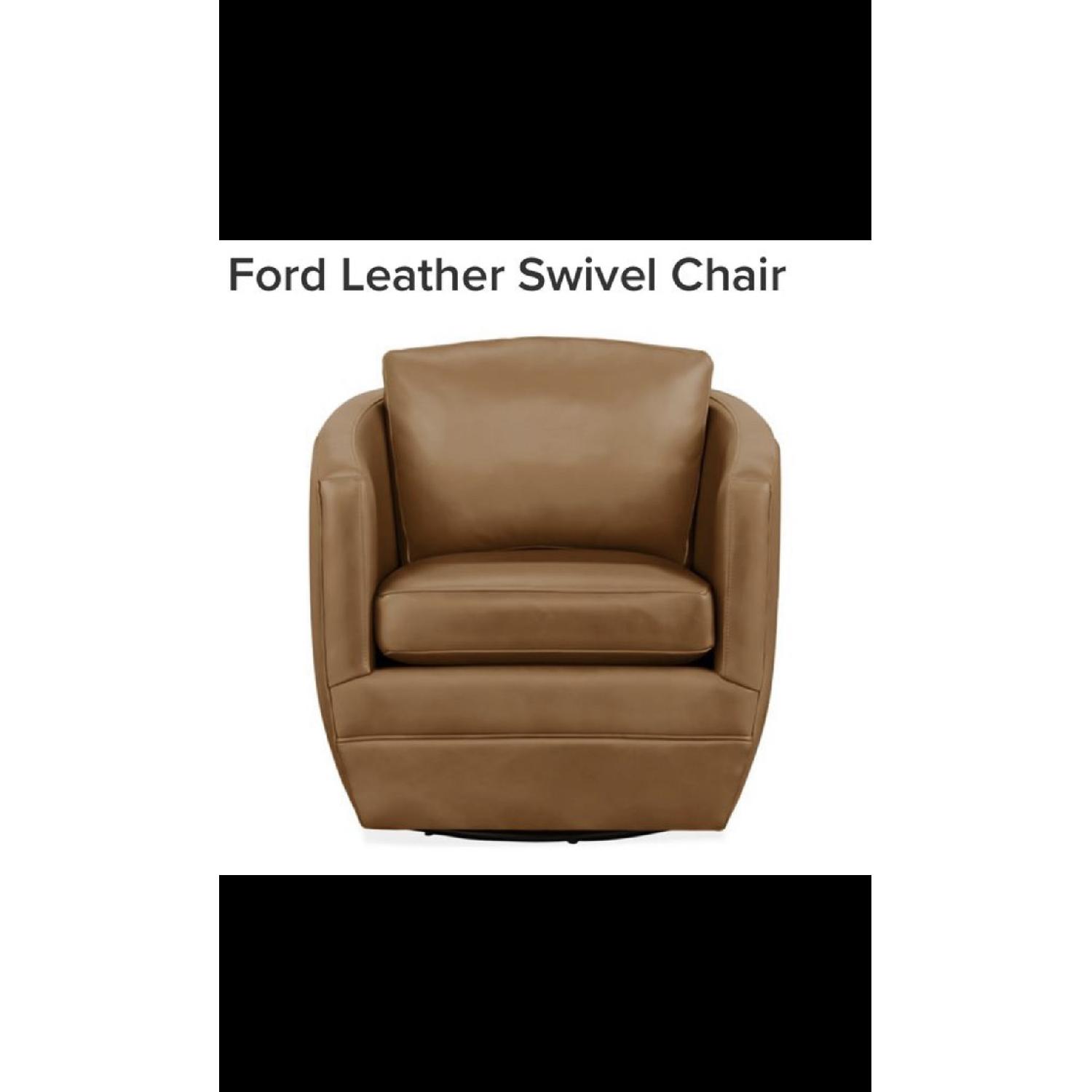 Room & Board Ford Brown Leather Swivel Chair - AptDeco