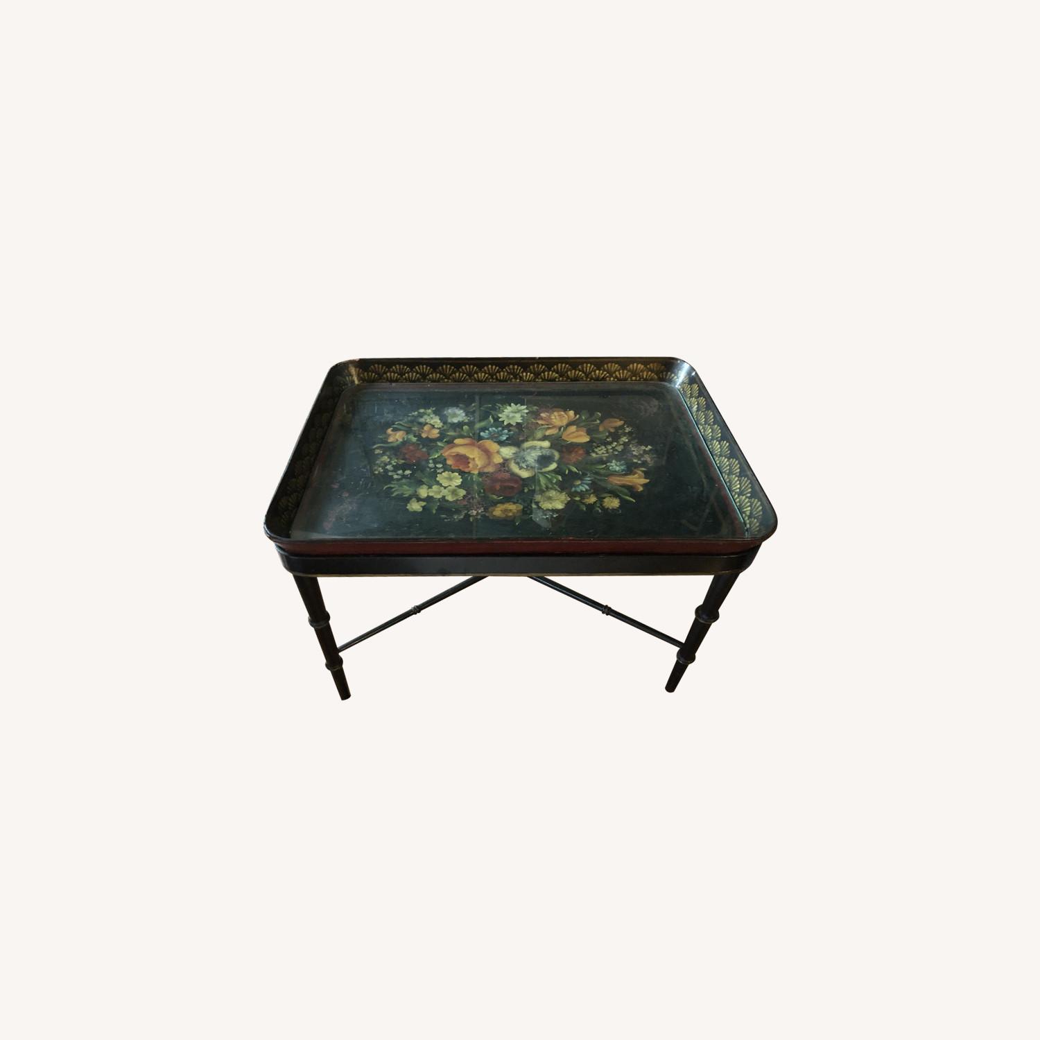 ANTIQUE HAND PAINTED TRAY TABLE- Victorian - AptDeco