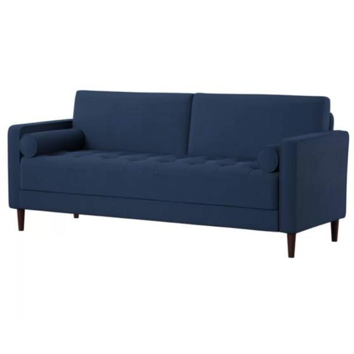 Modern Blue Fabric Sofa - AptDeco